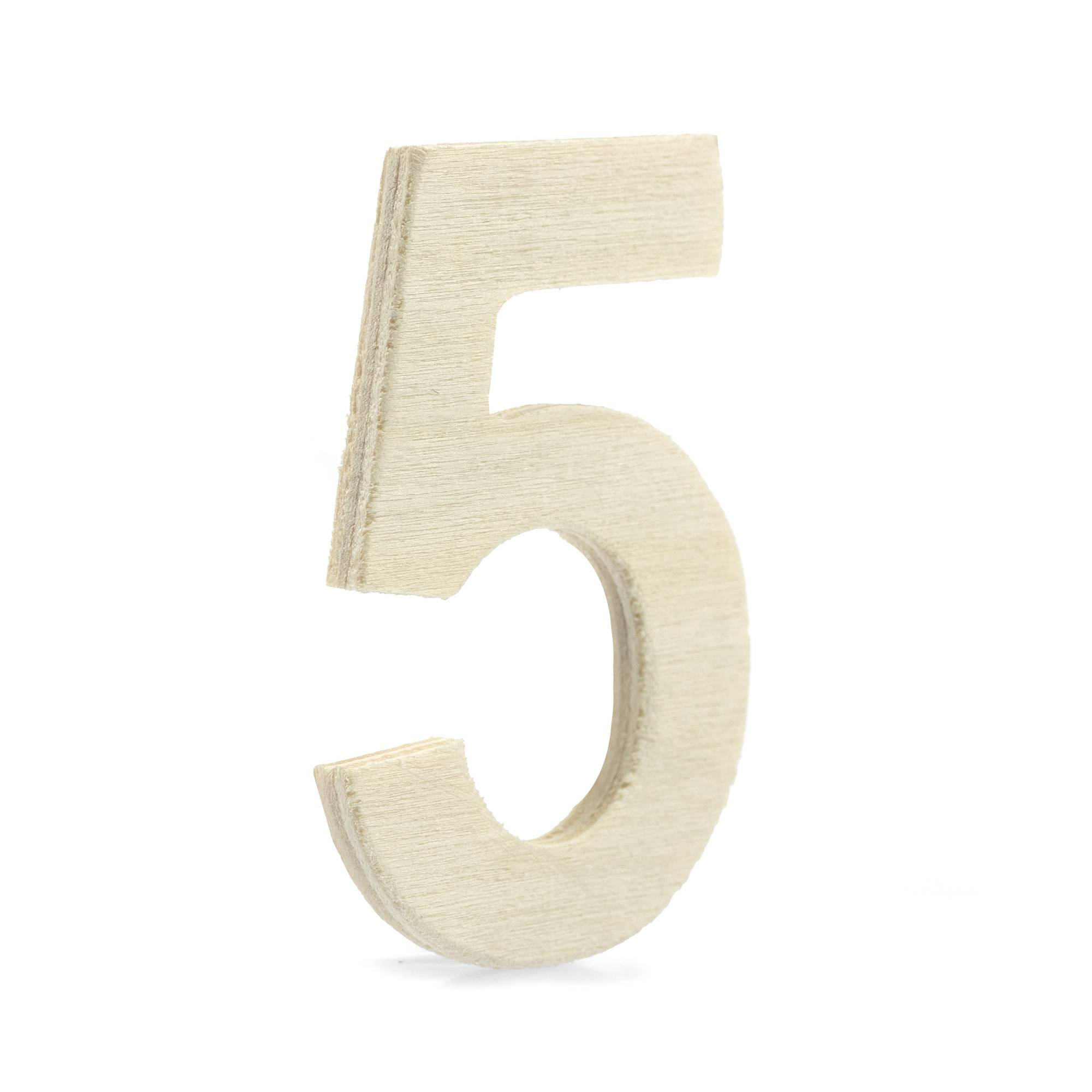 Small Wooden Number 5 6.5cm | Hobbycraft