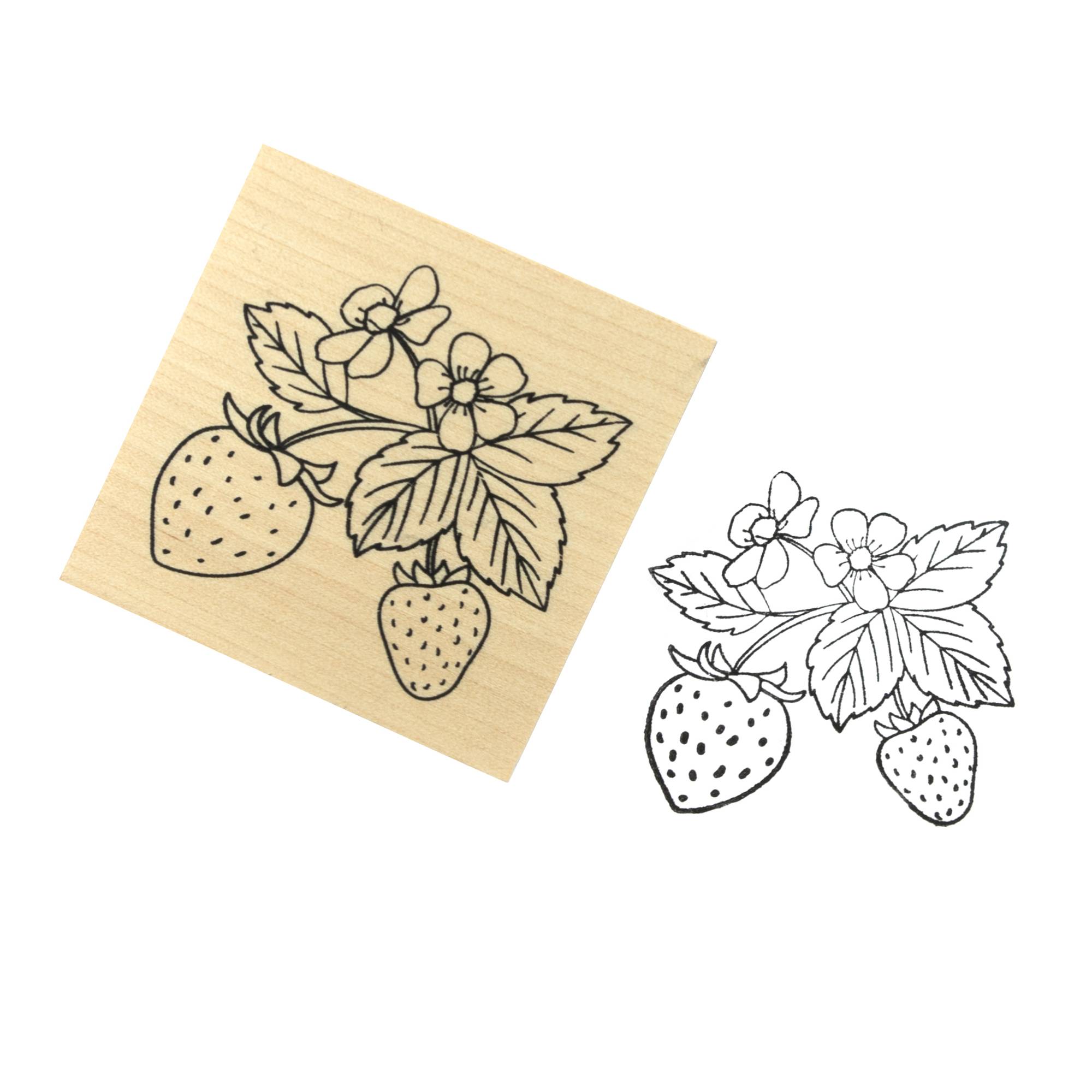 Strawberries Wooden Stamp 5cm x 5cm | Hobbycraft