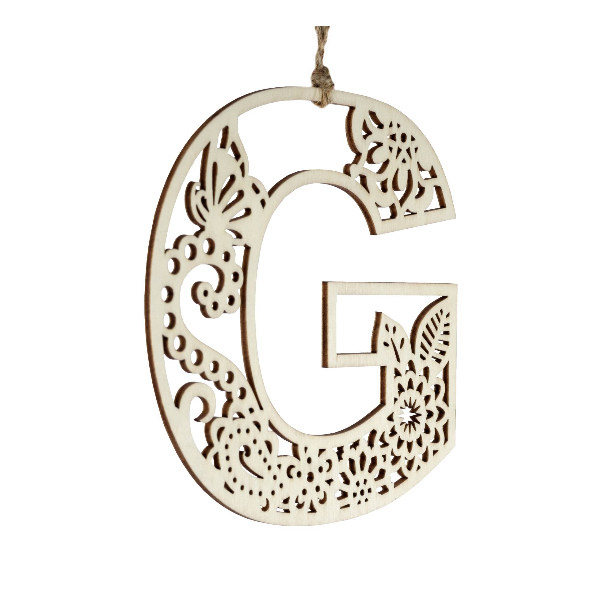 Wooden Filigree Hanging Letter G 12cm | Hobbycraft