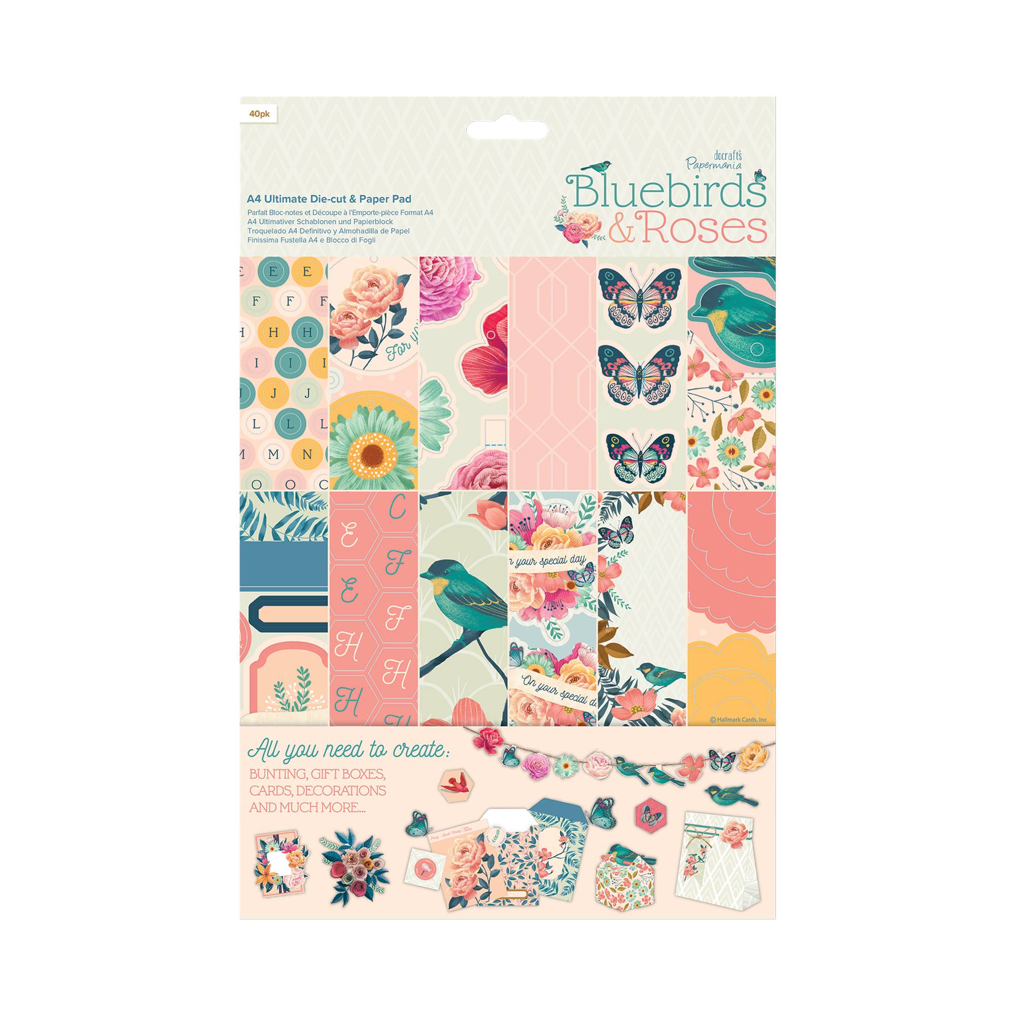 Papermania Bluebirds and Roses Ultimate Die-Cut and Paper A4 40 Pack ...