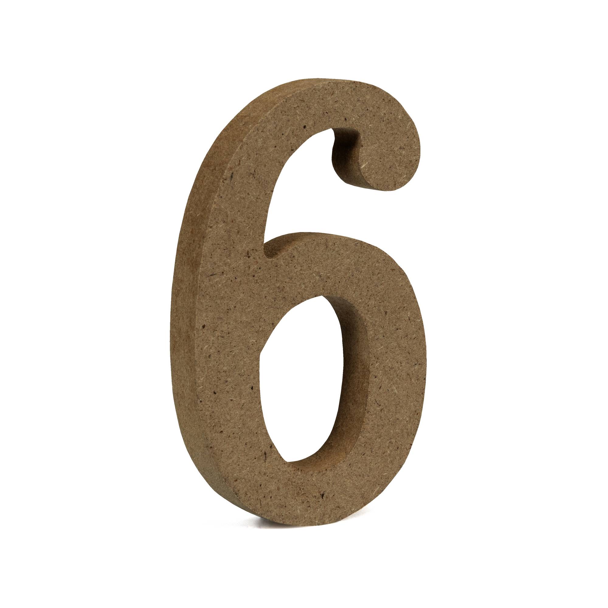 Mini MDF Wooden Number 6 8cm | Hobbycraft