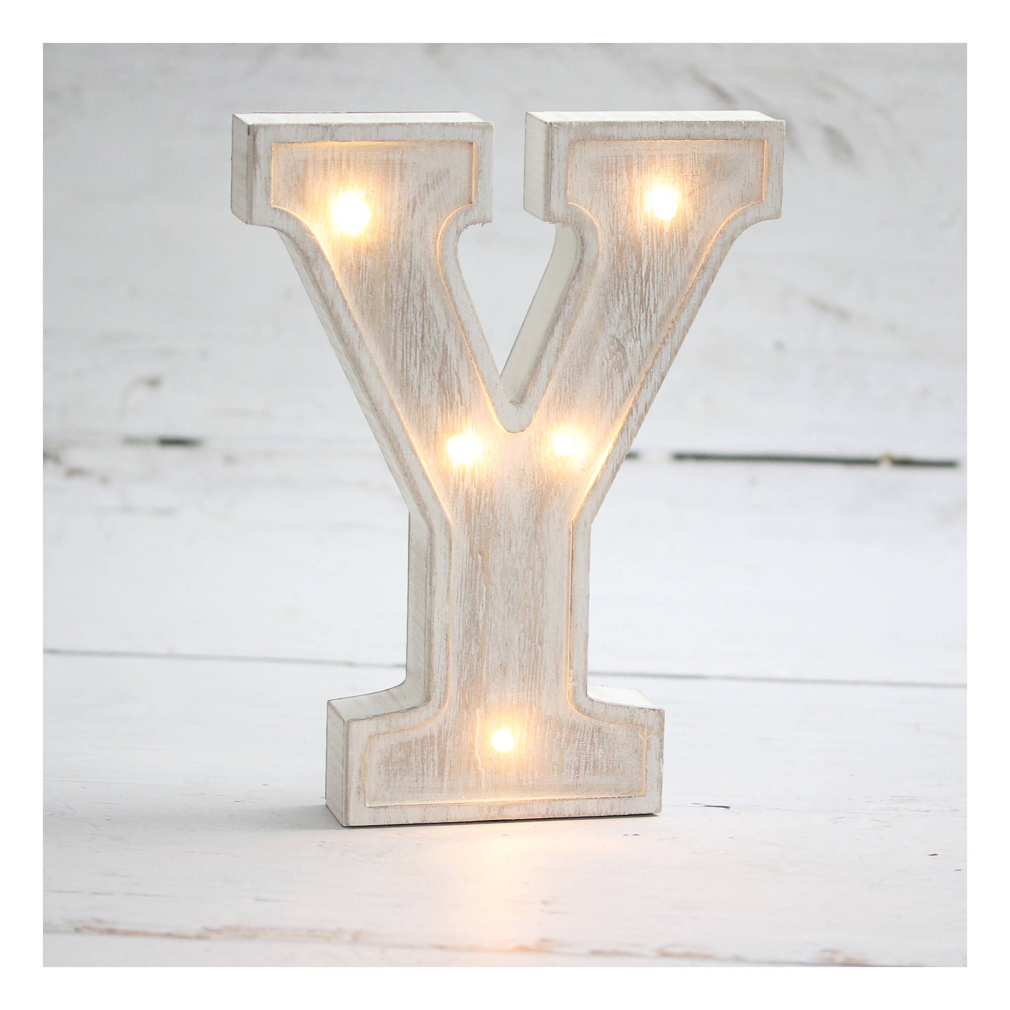White-Washed Wooden LED Letter Y 21cm | Hobbycraft