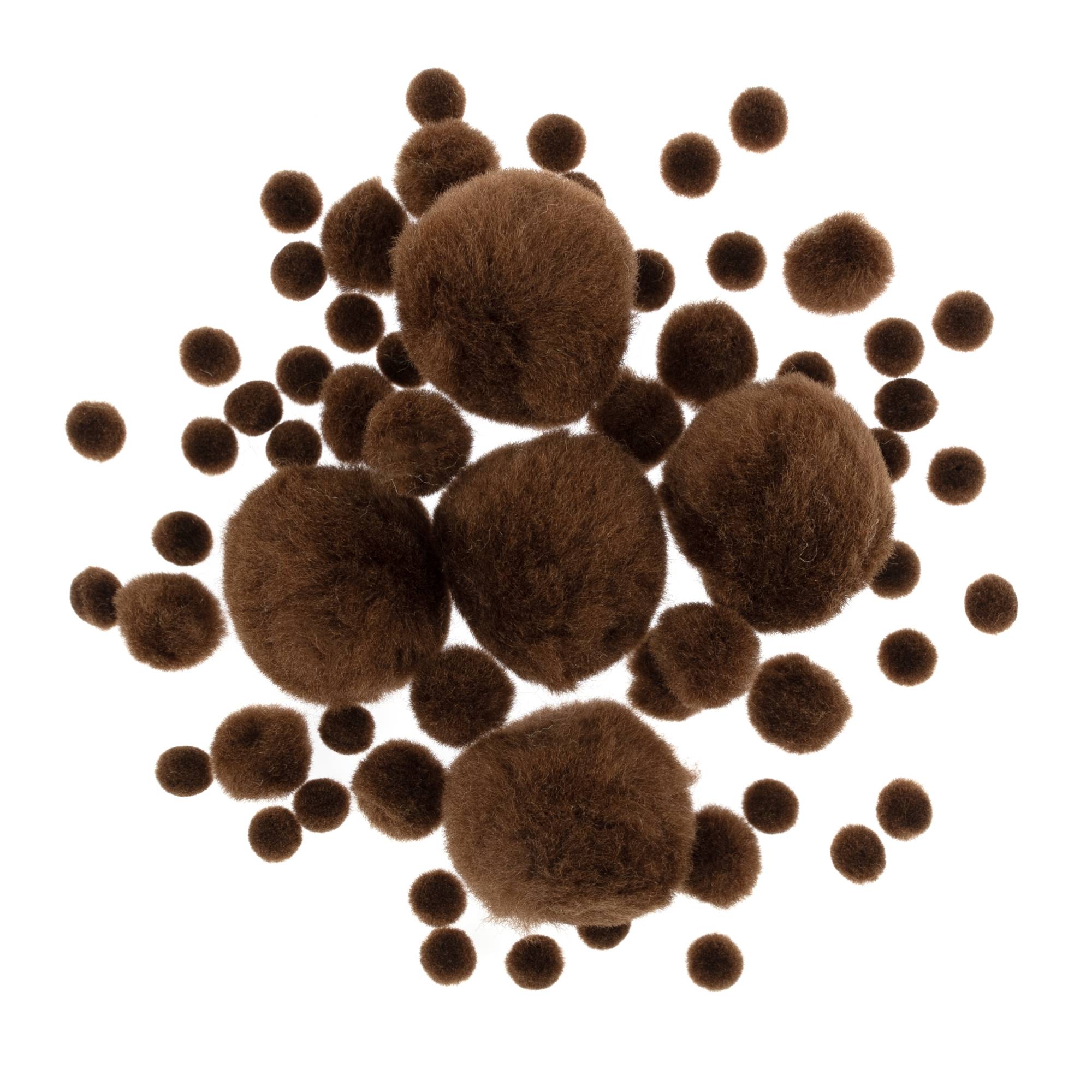 Dark Brown Pom Poms 60 Pack | Hobbycraft