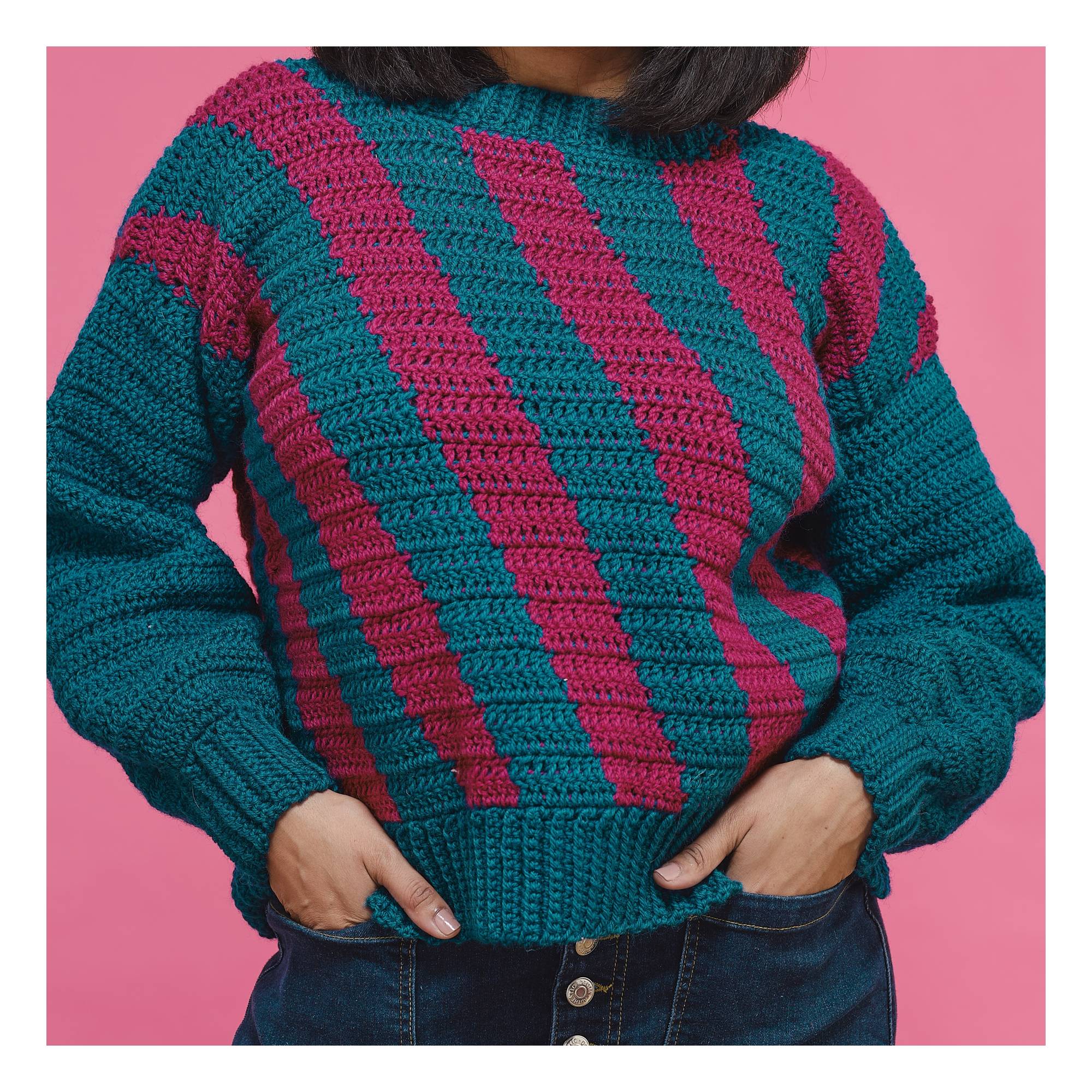 Knitcraft Diagonal Stripe Jumper Digital Pattern 0344 | Hobbycraft
