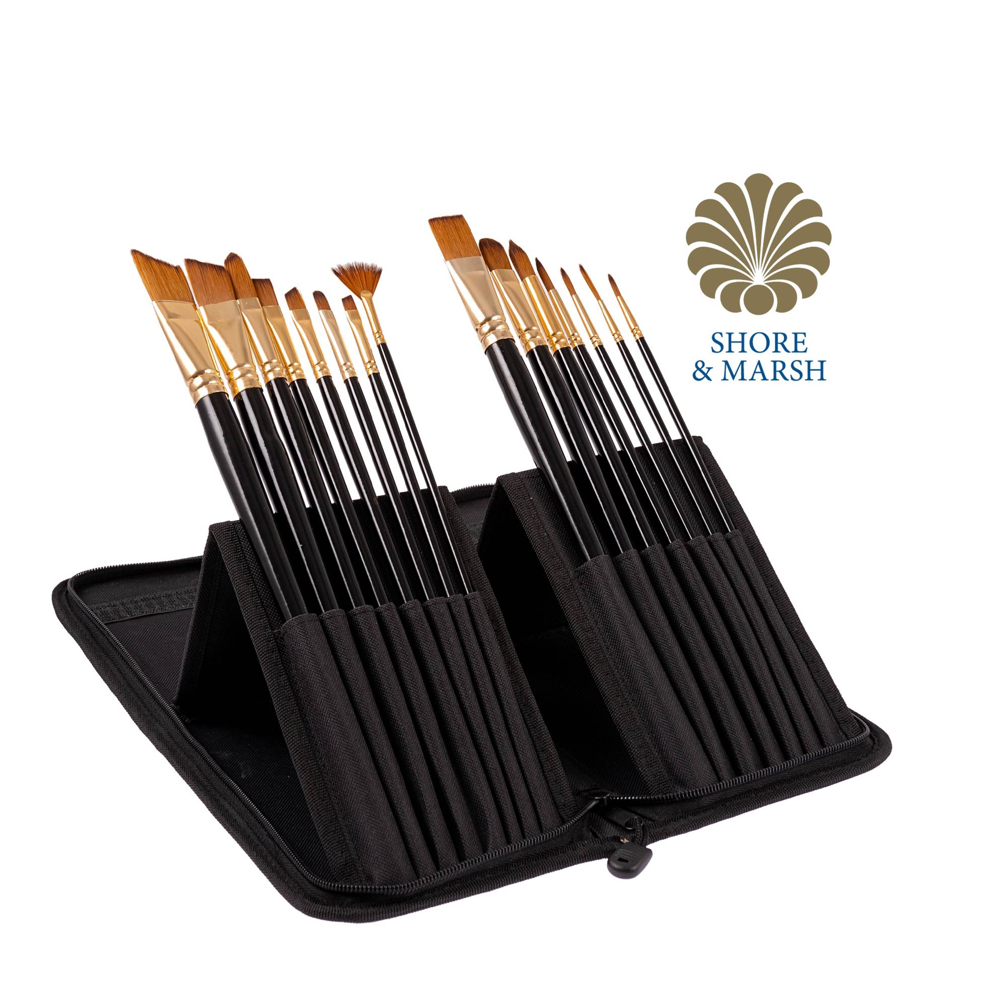 Shore & Marsh Brush Set and Case 15 Pack | Hobbycraft