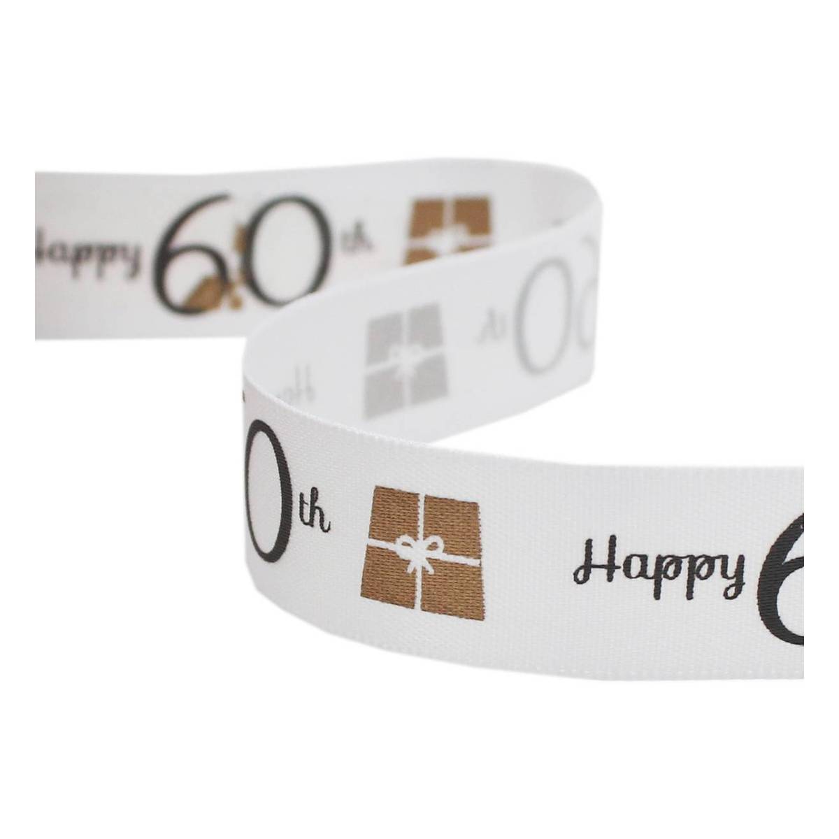 Happy 60th Satin Ribbon 16mm x 4m | Hobbycraft