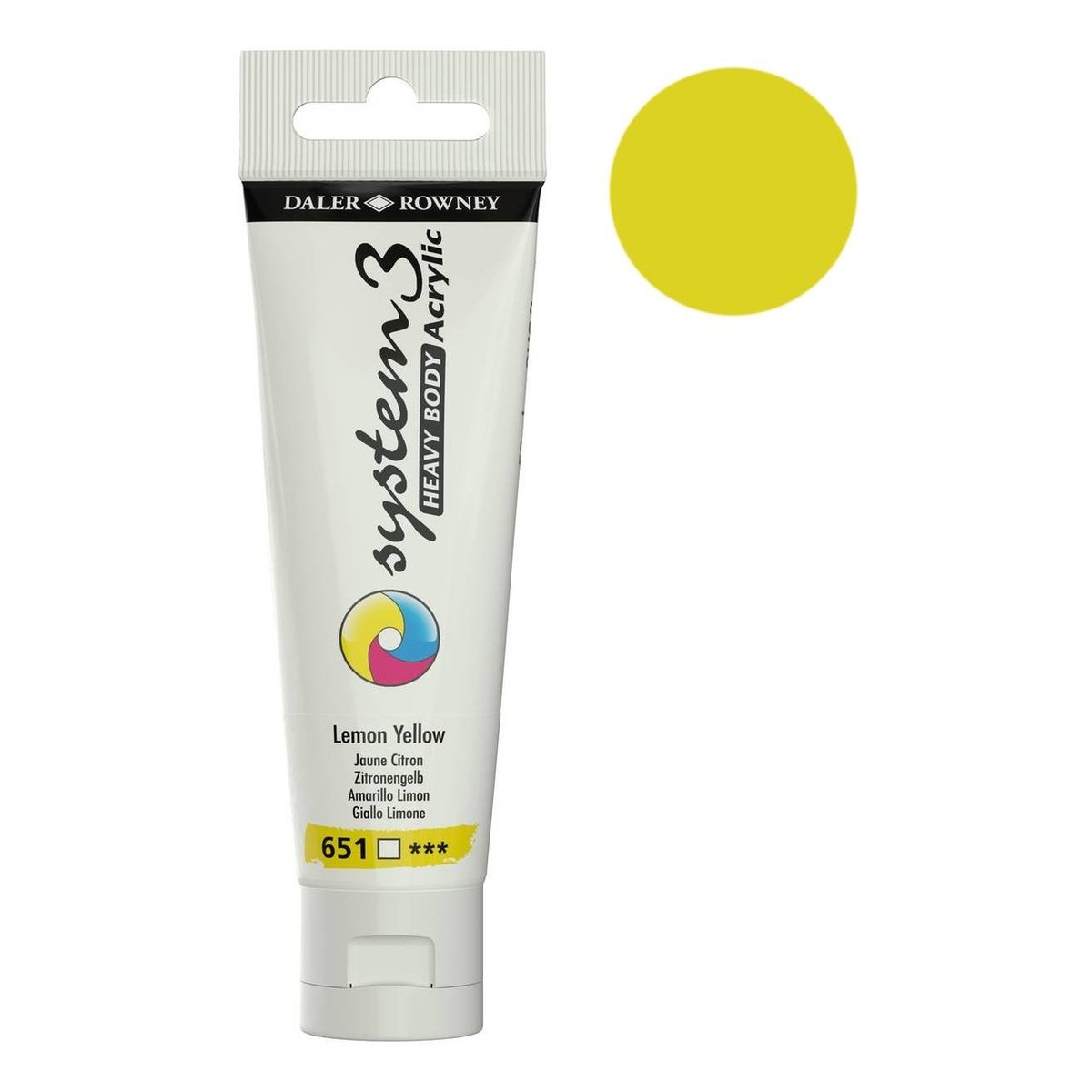 Daler-Rowney System3 Lemon Yellow Heavy Body Acrylic 59ml | Hobbycraft