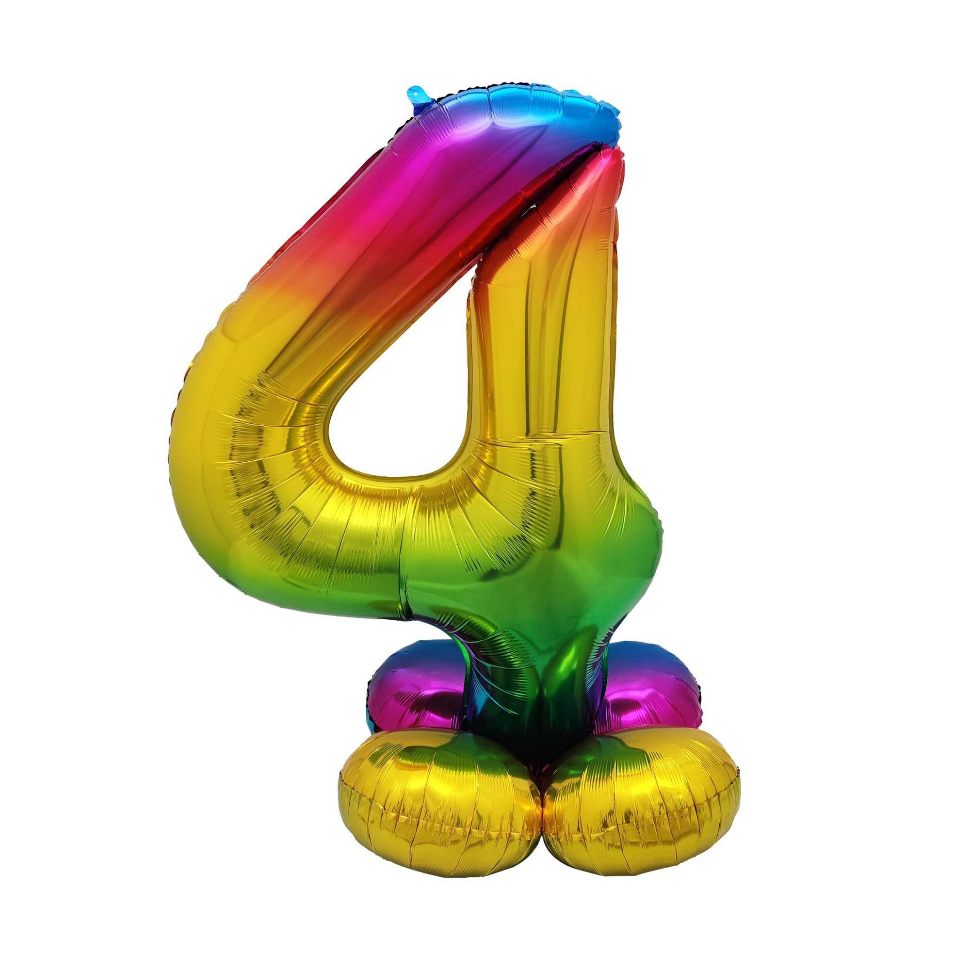 Standing Multicoloured Number 4 Balloon 90cm | Hobbycraft