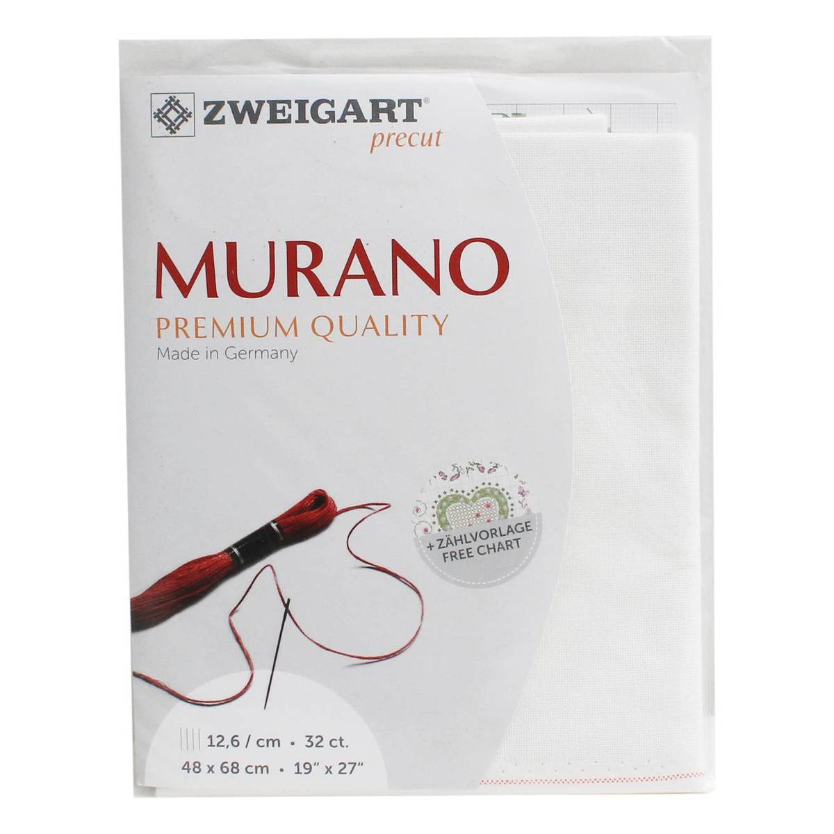 Zweigart Precut 32 Count White Murano 48cm x 68cm | Hobbycraft