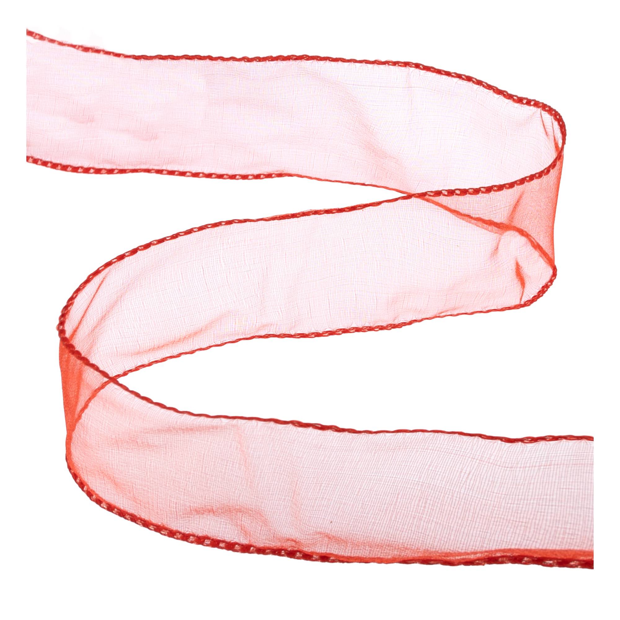 Orange Red Wire Edge Organza Ribbon 63mm x 3m | Hobbycraft
