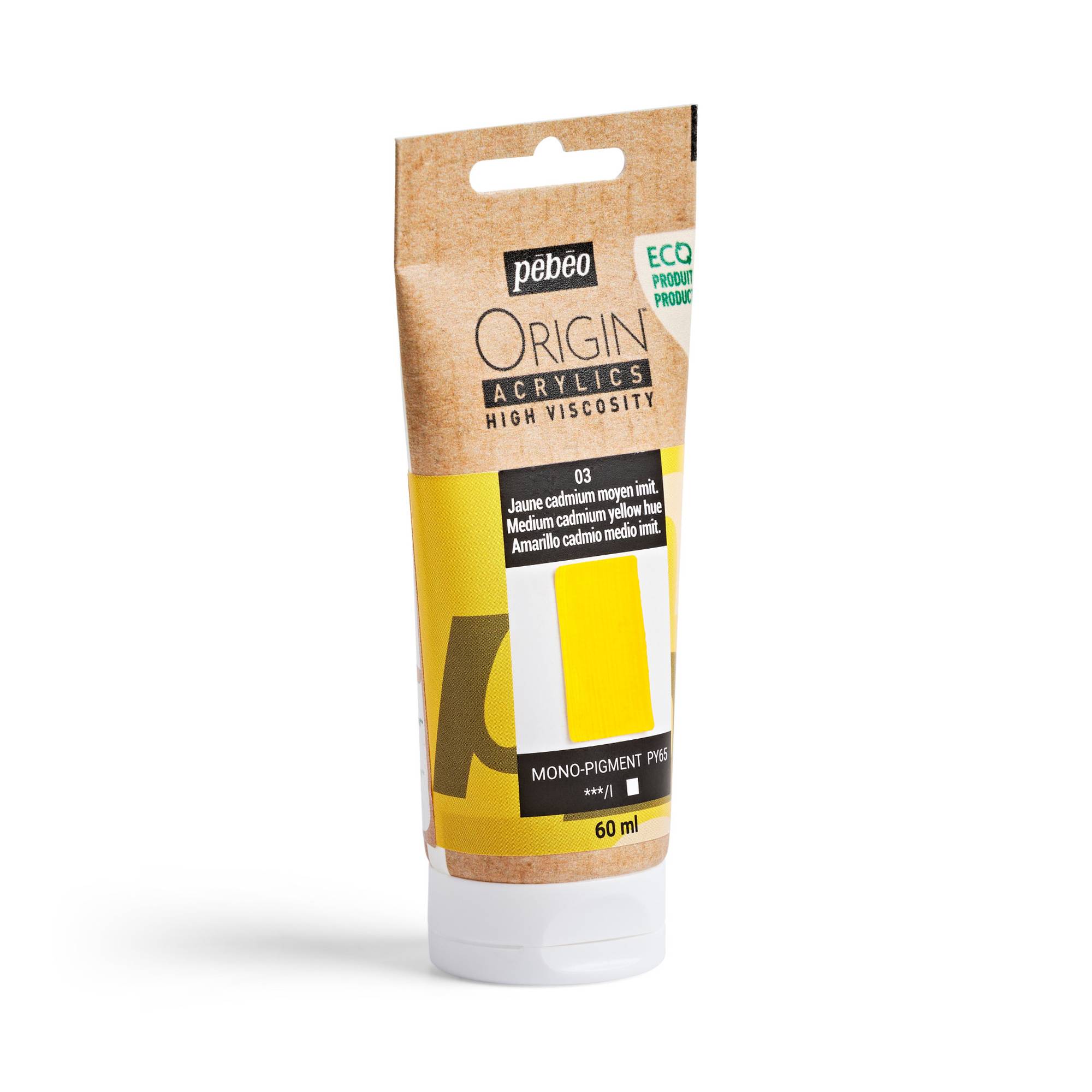 Pebeo Origin Medium Cadmium Yellow Acrylic Paint 60ml | Hobbycraft