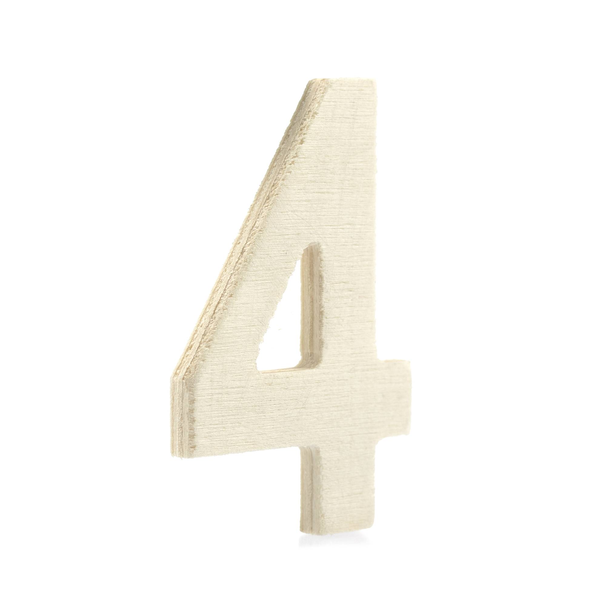 Small Wooden Number 4 6.5cm | Hobbycraft