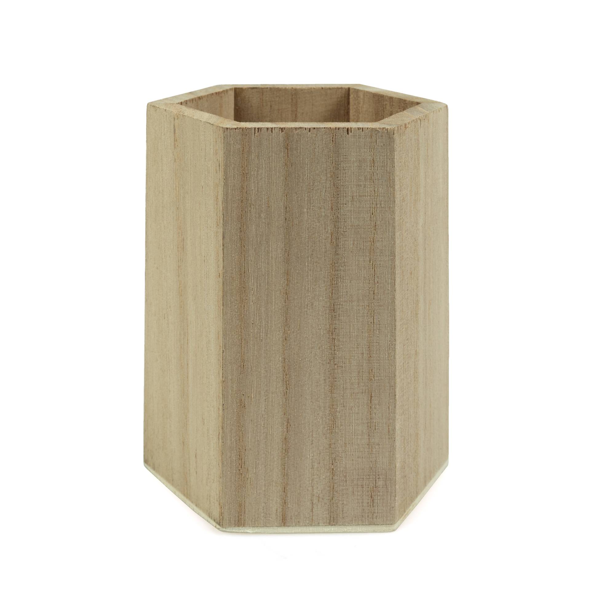 Hexagonal Wooden Pencil Pot 10cm | Hobbycraft