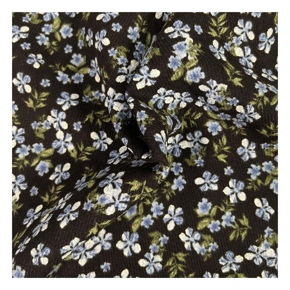Black and Blue Ditsy Floral Brushed Print Fabric by the Metre | Hobbycraft