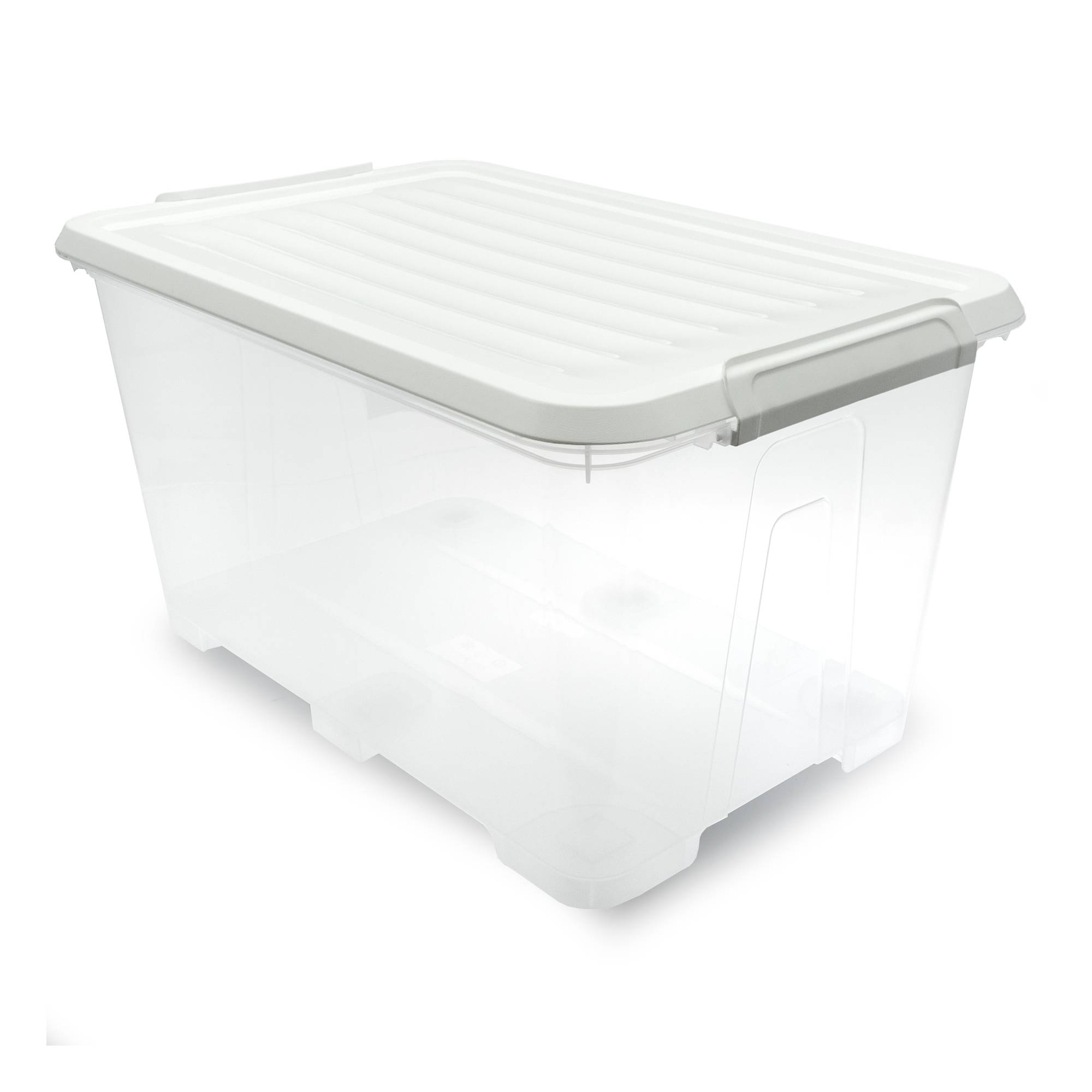 Clear White Storage Box with Wheels 60 Litres | Hobbycraft