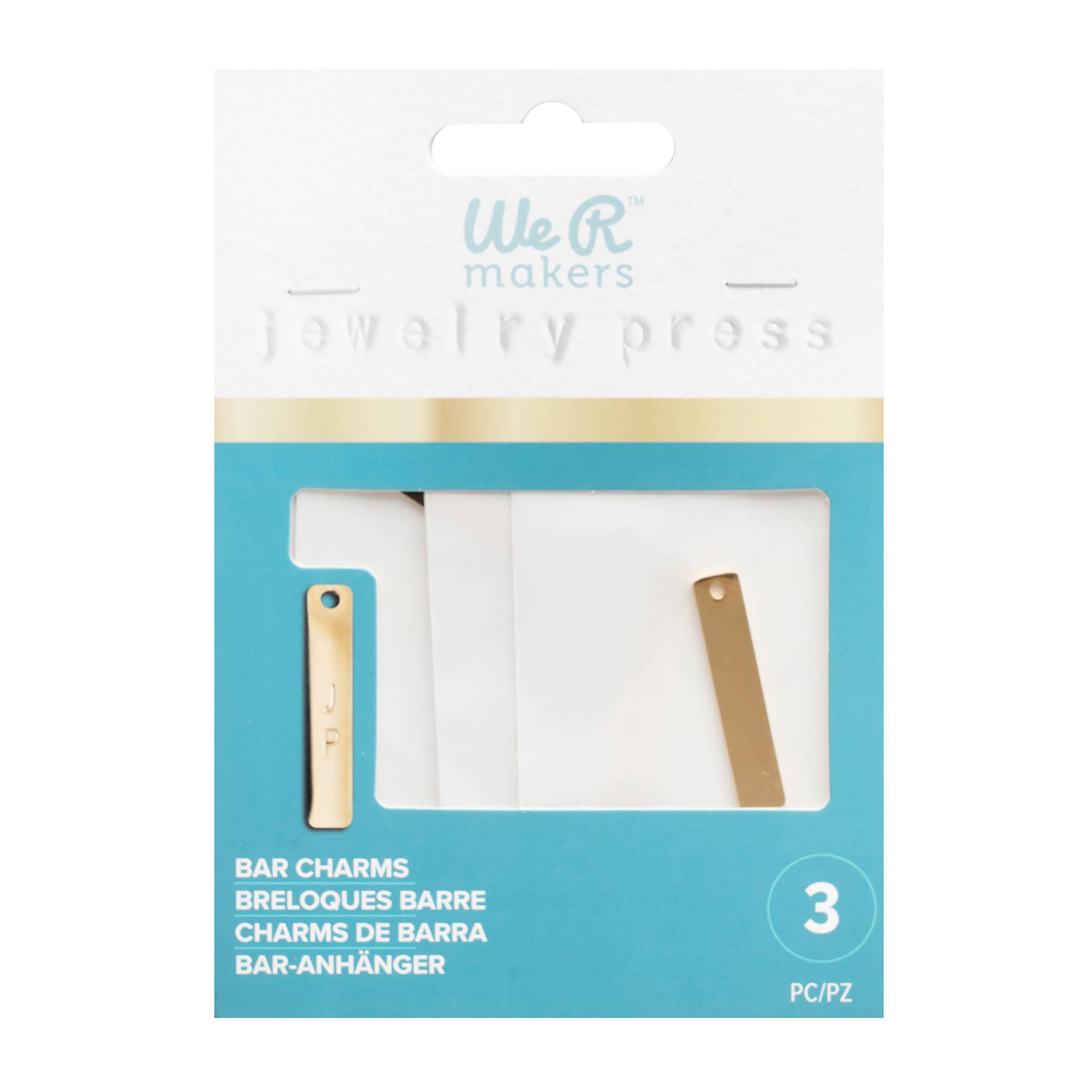 We R Makers Jewellery Press Gold Bar Charms 3 Pack | Hobbycraft