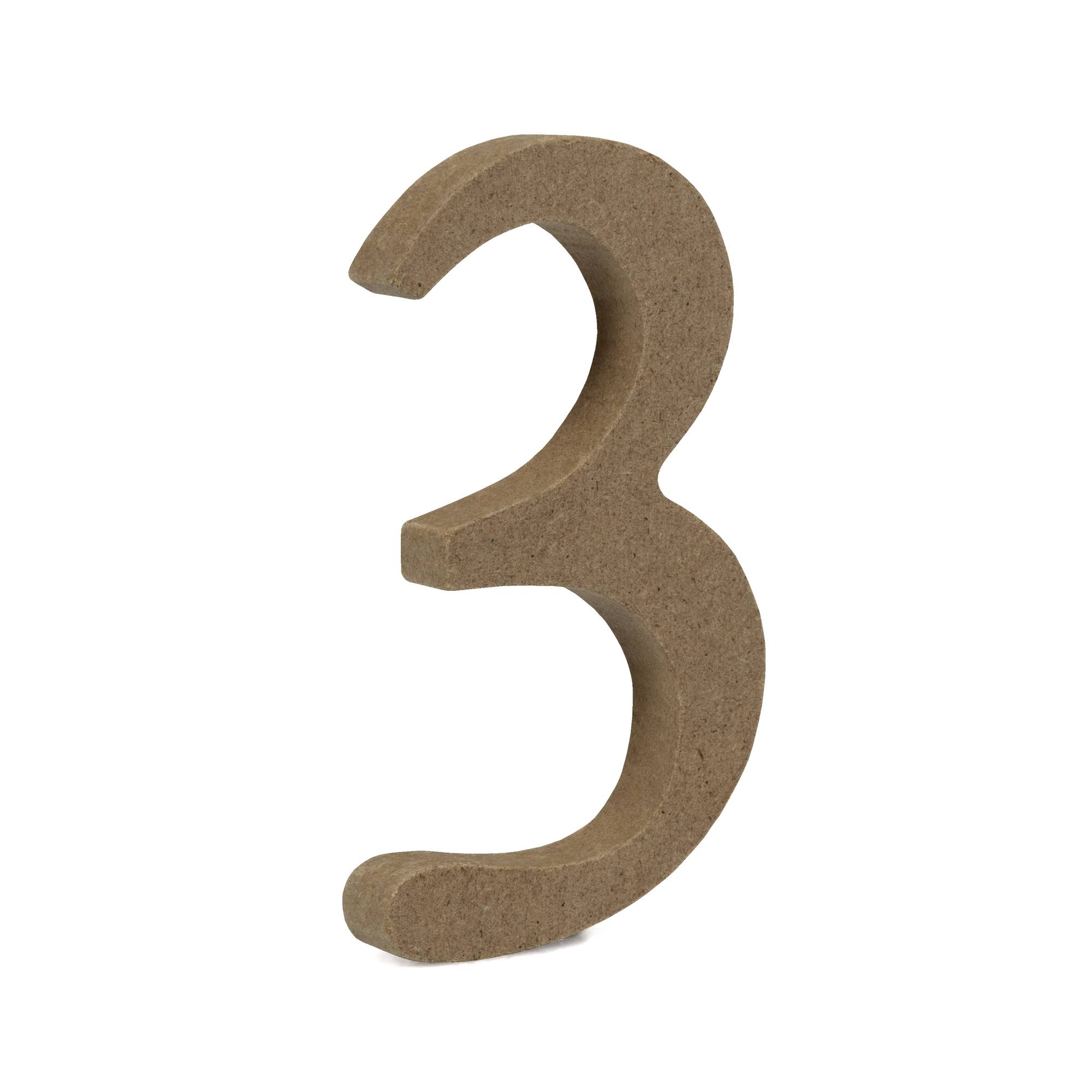 Mini MDF Wooden Number 3 8cm | Hobbycraft