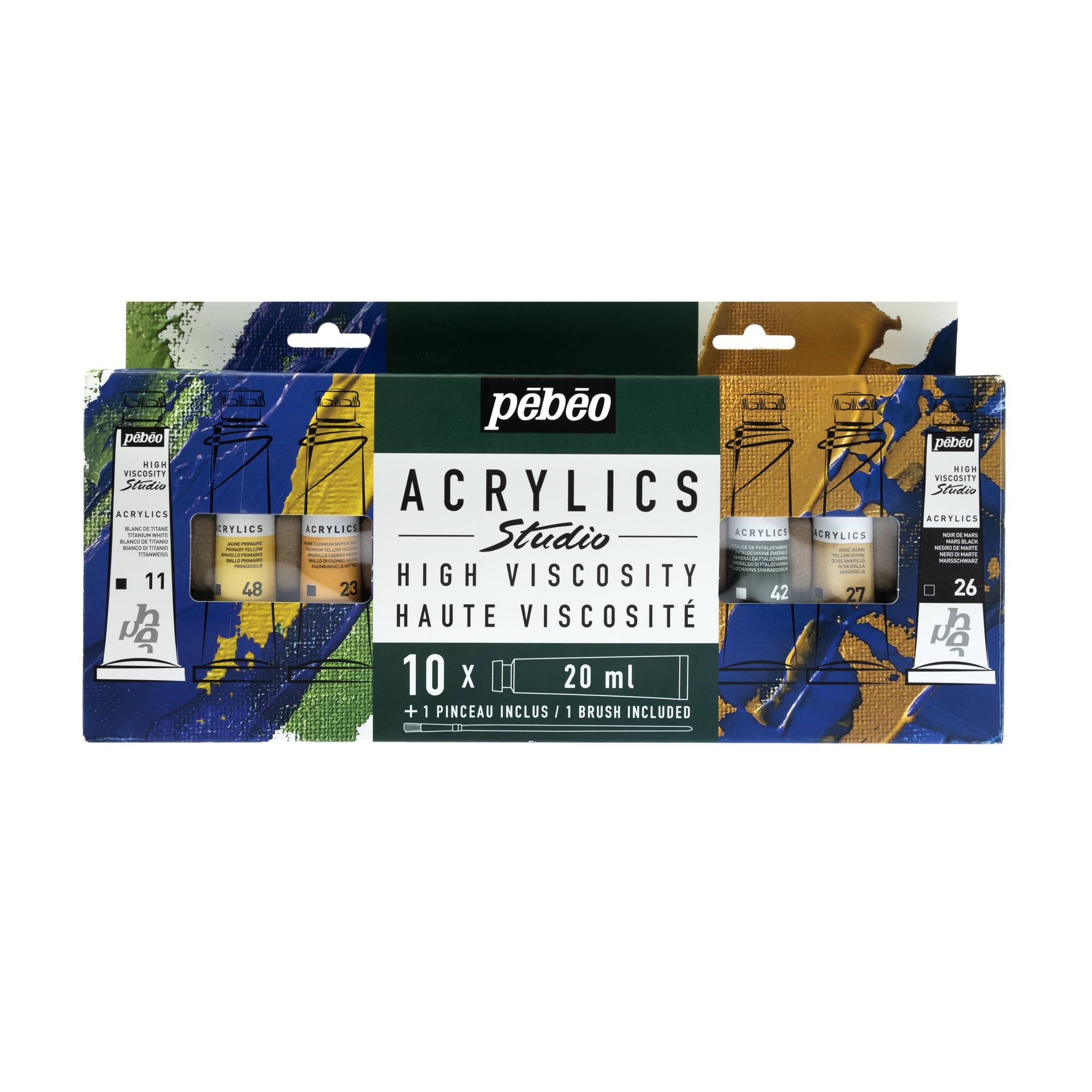 Pebeo Acrylic Paint and Brush Set 10 Pack | Hobbycraft