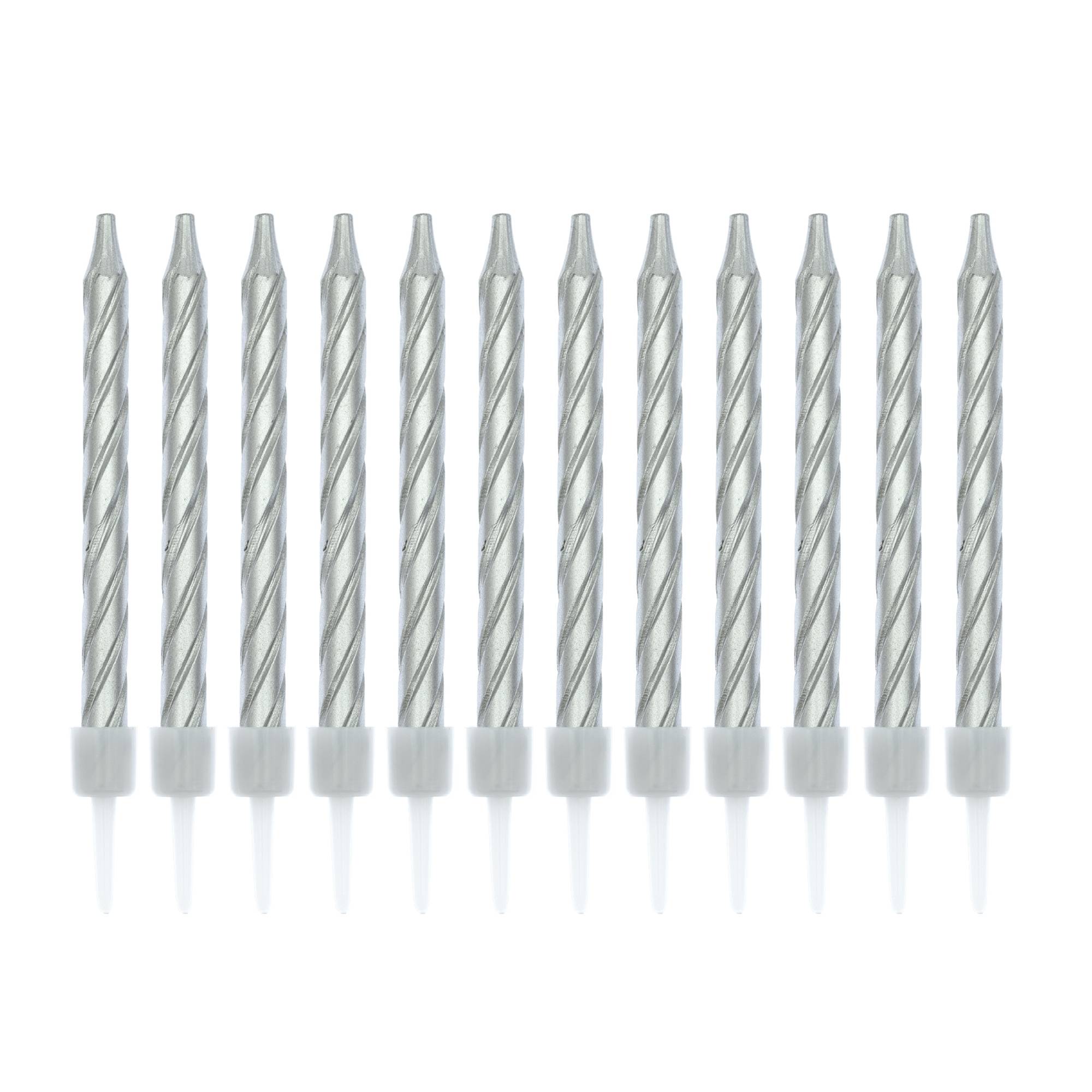 Metallic Silver Candles 12 Pack | Hobbycraft