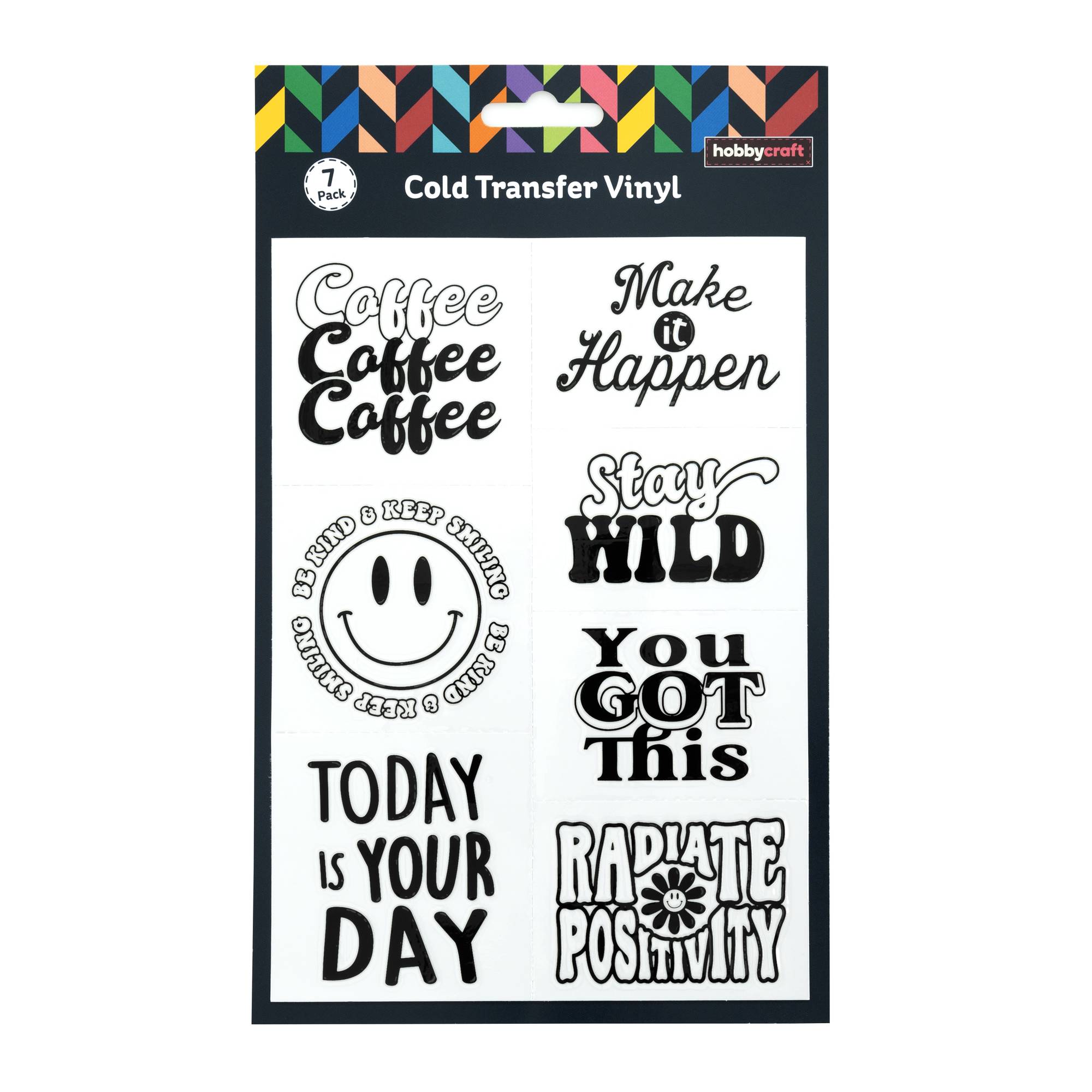 Positivity Cold Transfer Vinyl Stickers 7 Pack | Hobbycraft