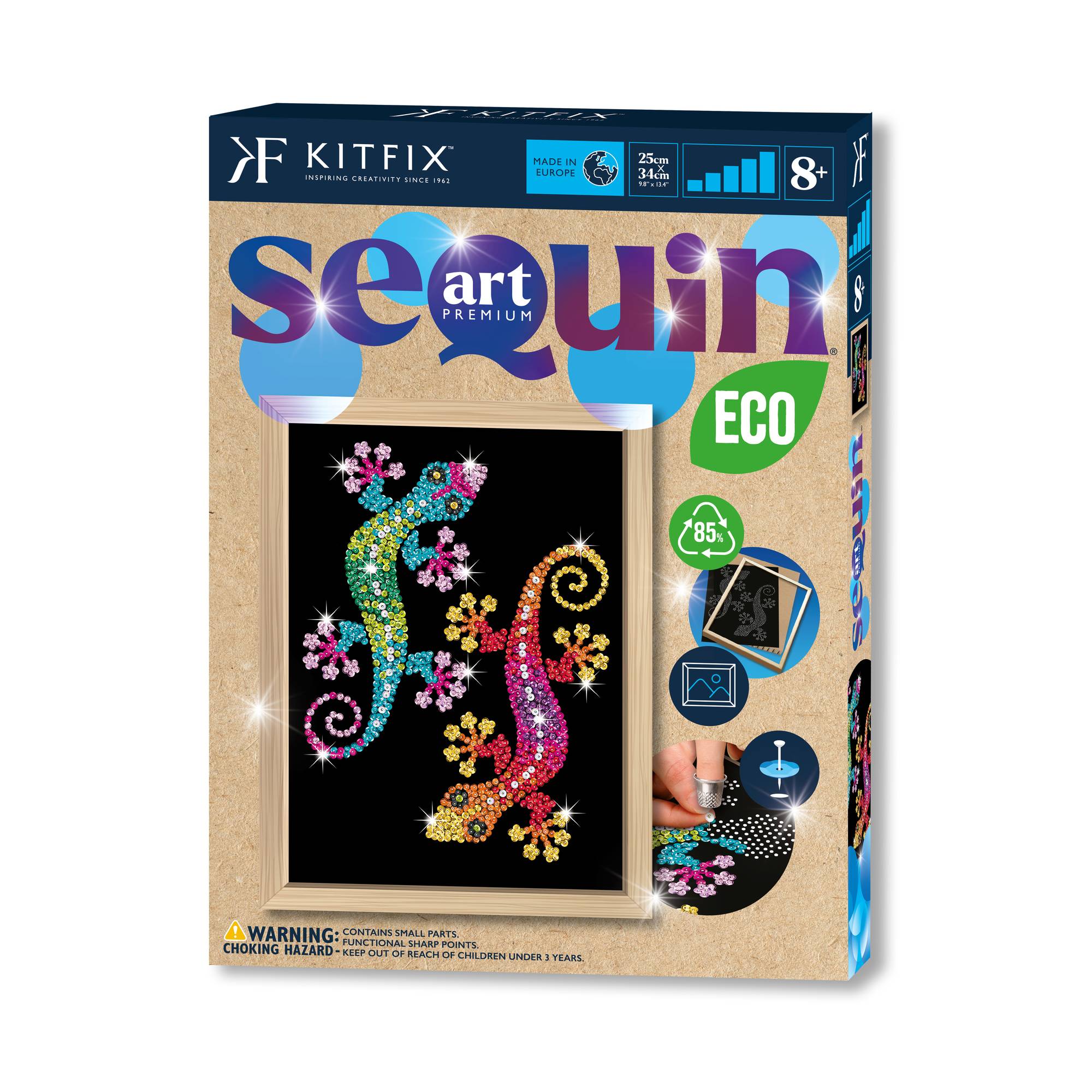 Kitfix Geckos Sequin Art Blue Premium Kit | Hobbycraft