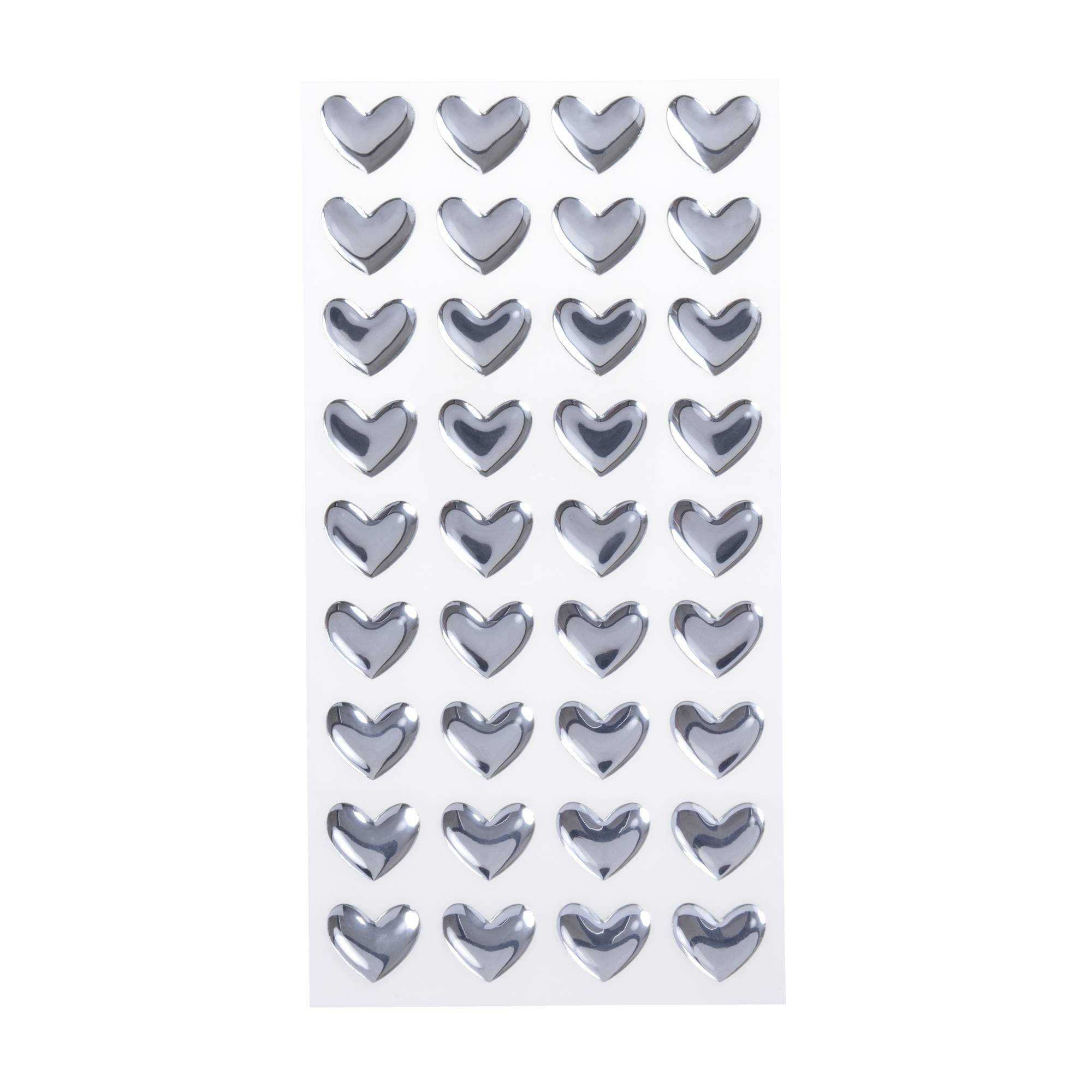 Silver Heart Epoxy Stickers 36 Pack | Hobbycraft