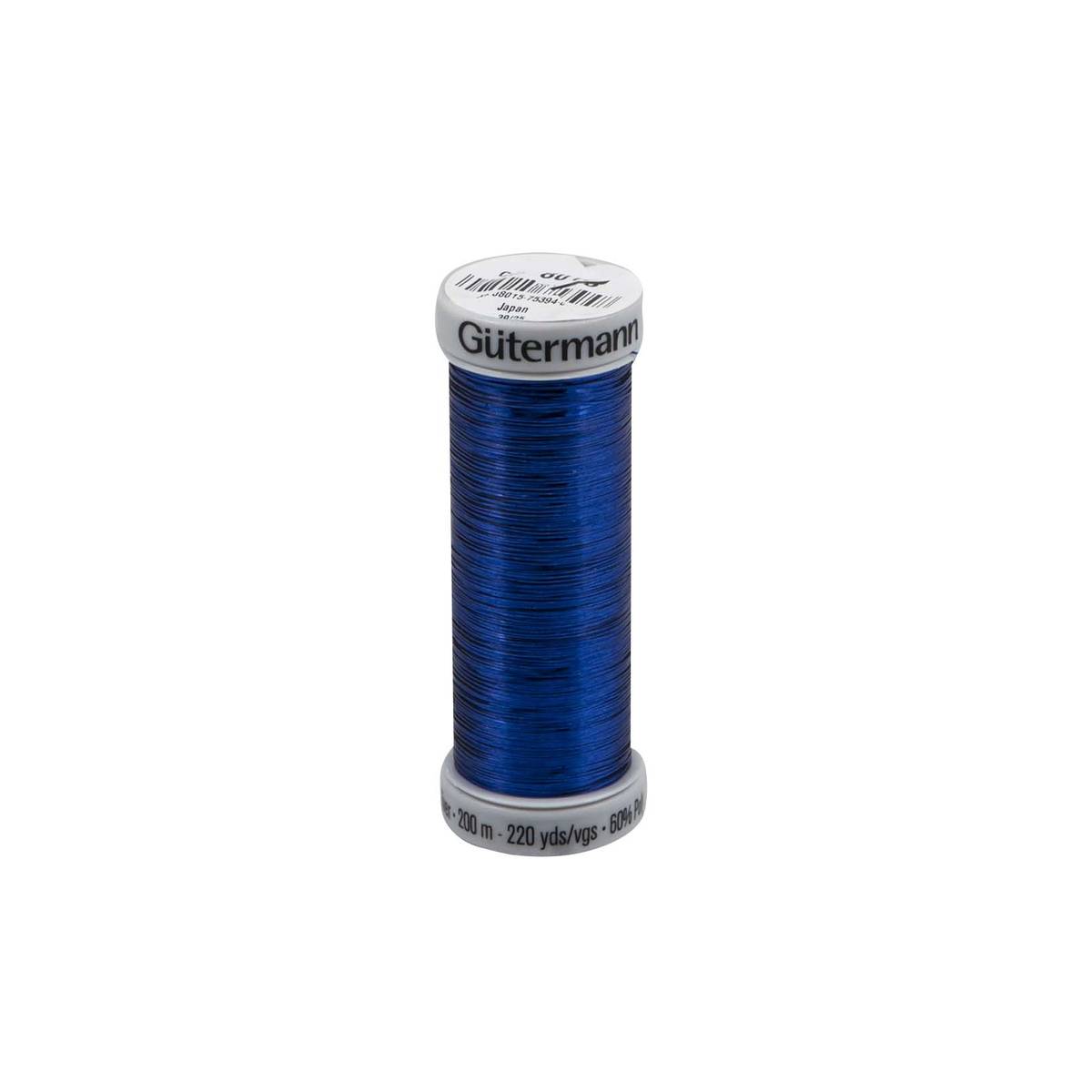 Gutermann Blue Metallic Silver Embroidery Thread 200m (8016) | Hobbycraft