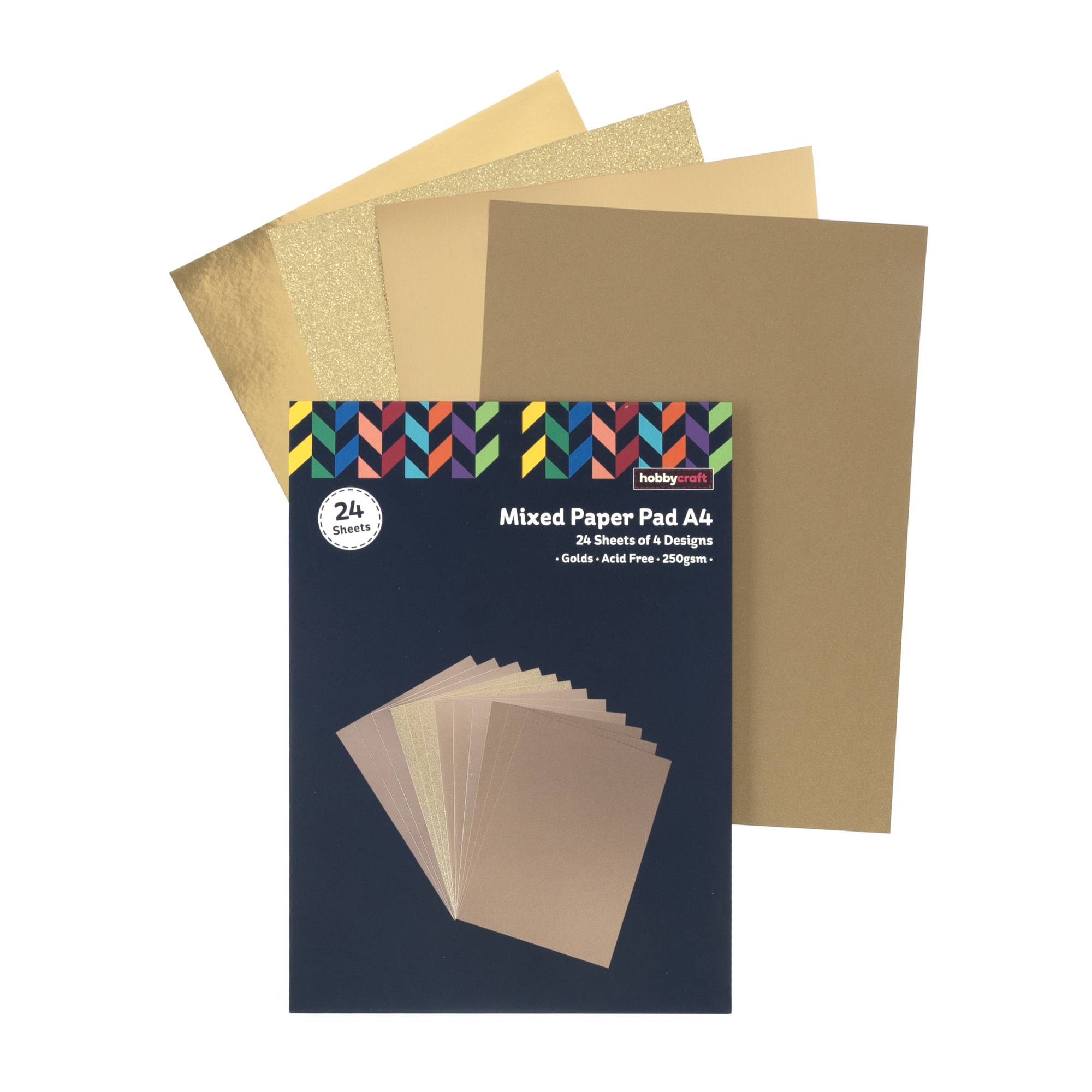 Mixed Gold Paper Pad A4 24 Sheets | Hobbycraft