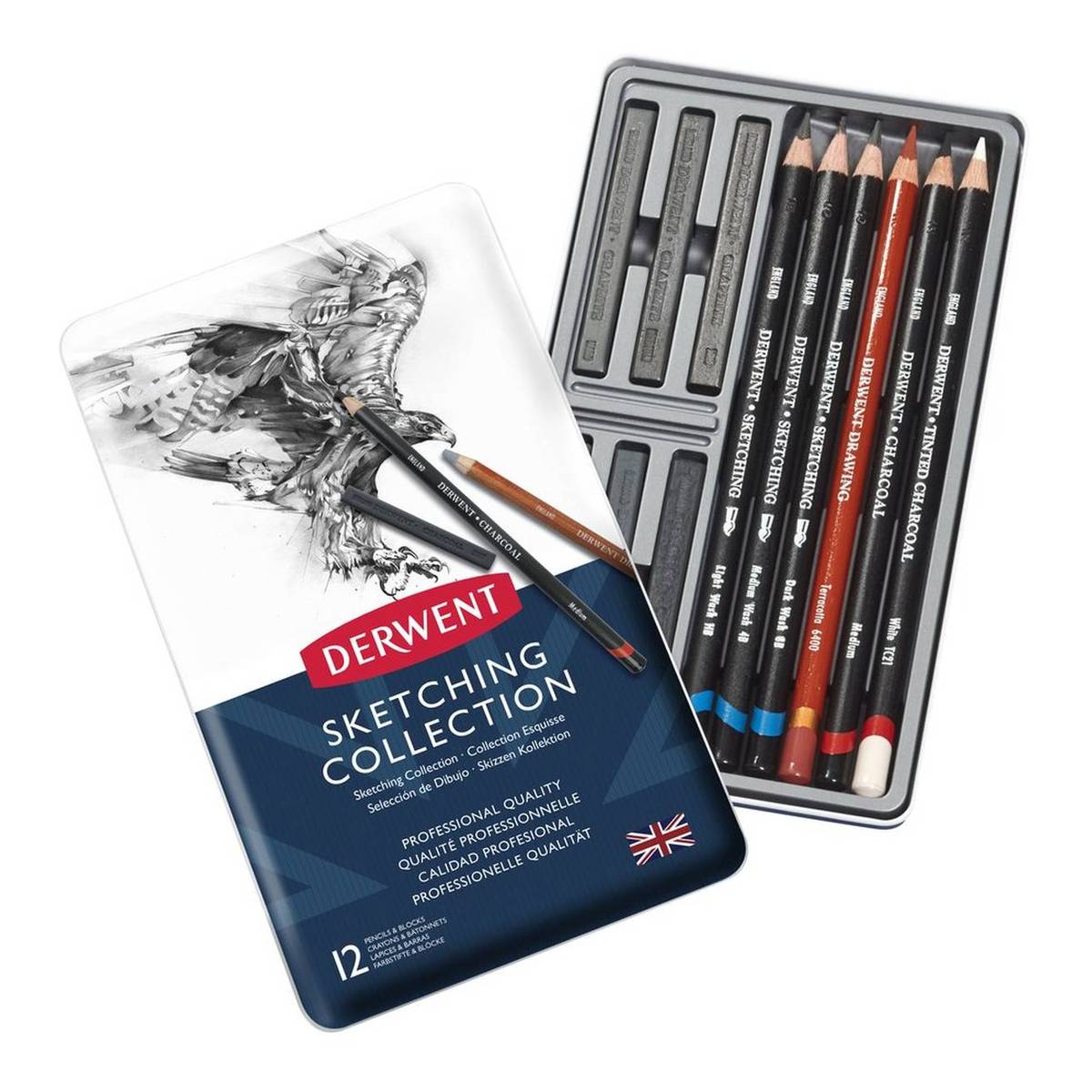 Derwent Sketching Tin Collection 12 Pieces | Hobbycraft