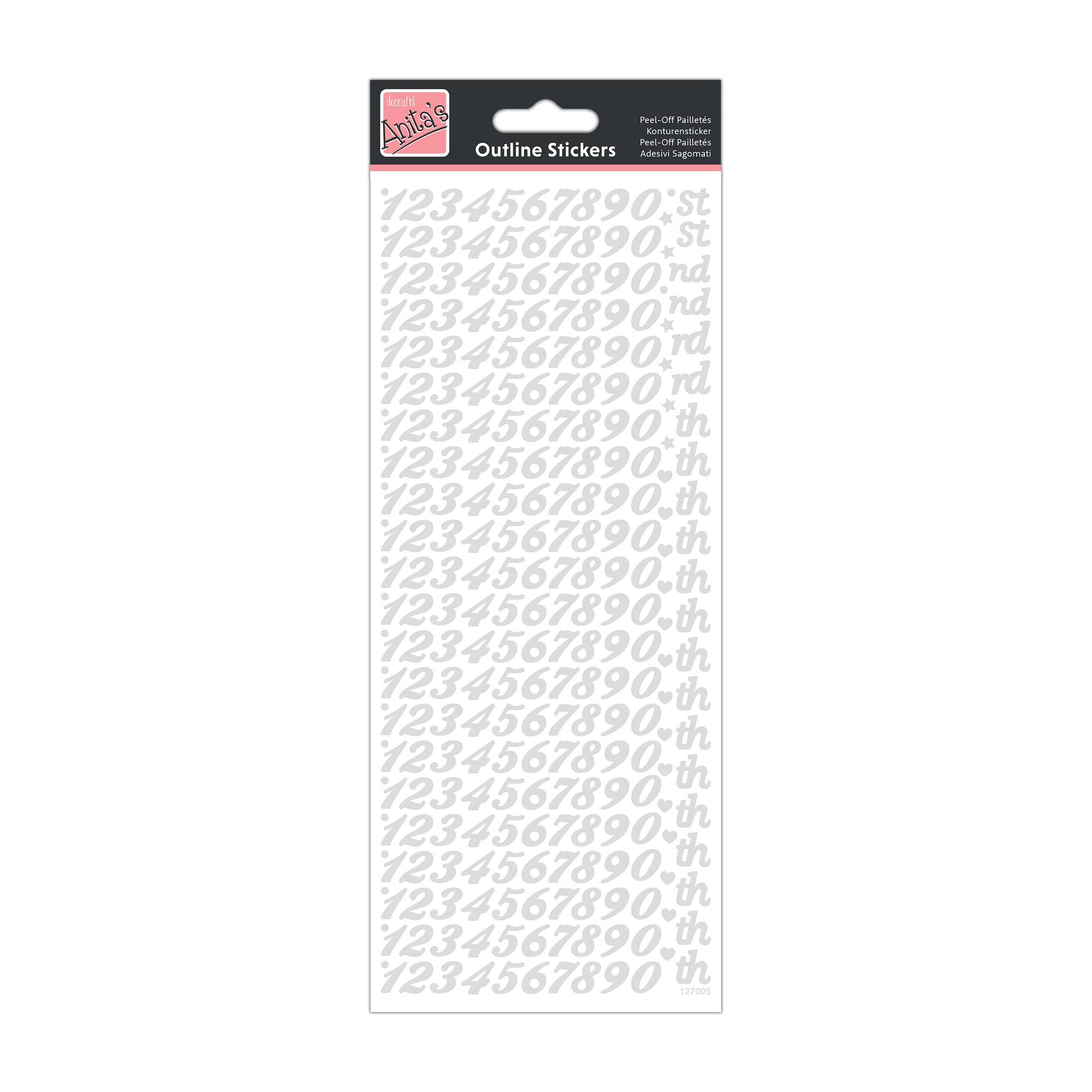 Anita's Silver Italic Number Outline Stickers | Hobbycraft