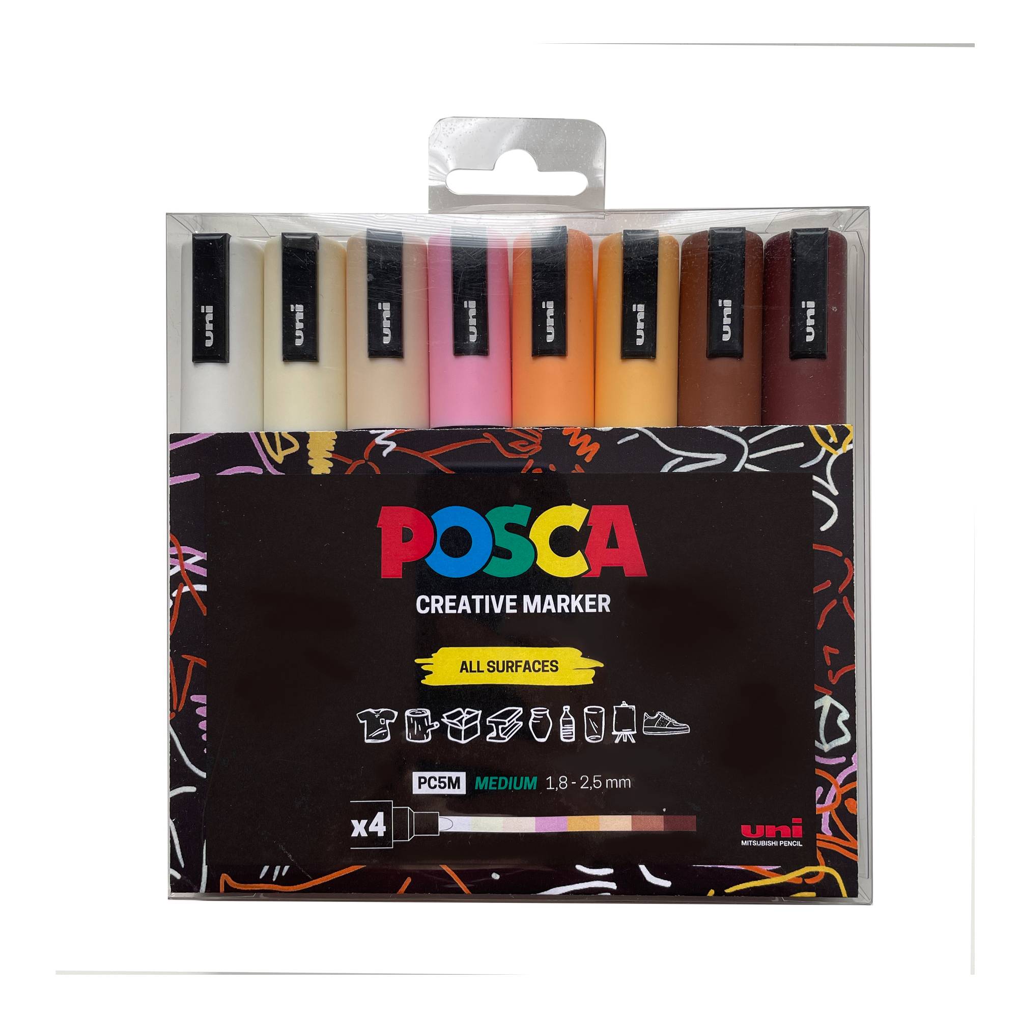 Uni-ball Posca PC-5M Neutral Marker Pens 8 Pack | Hobbycraft