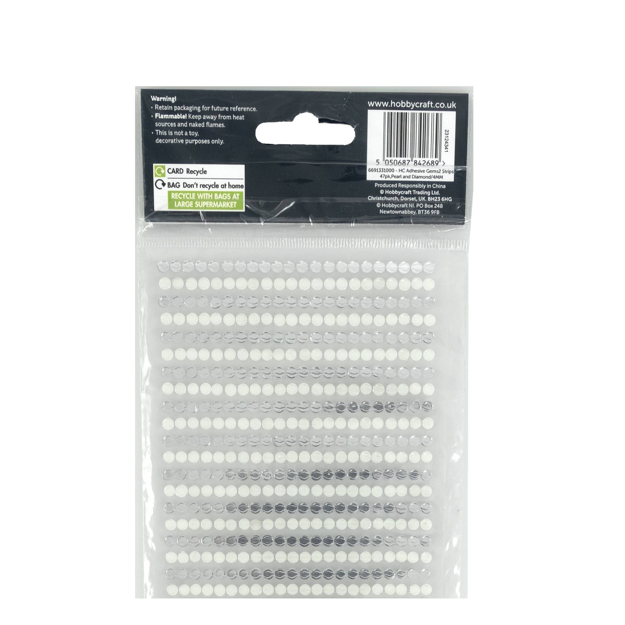 Pearl and Diamond Adhesive Gem Strips 4mm 47 Pack | Hobbycraft