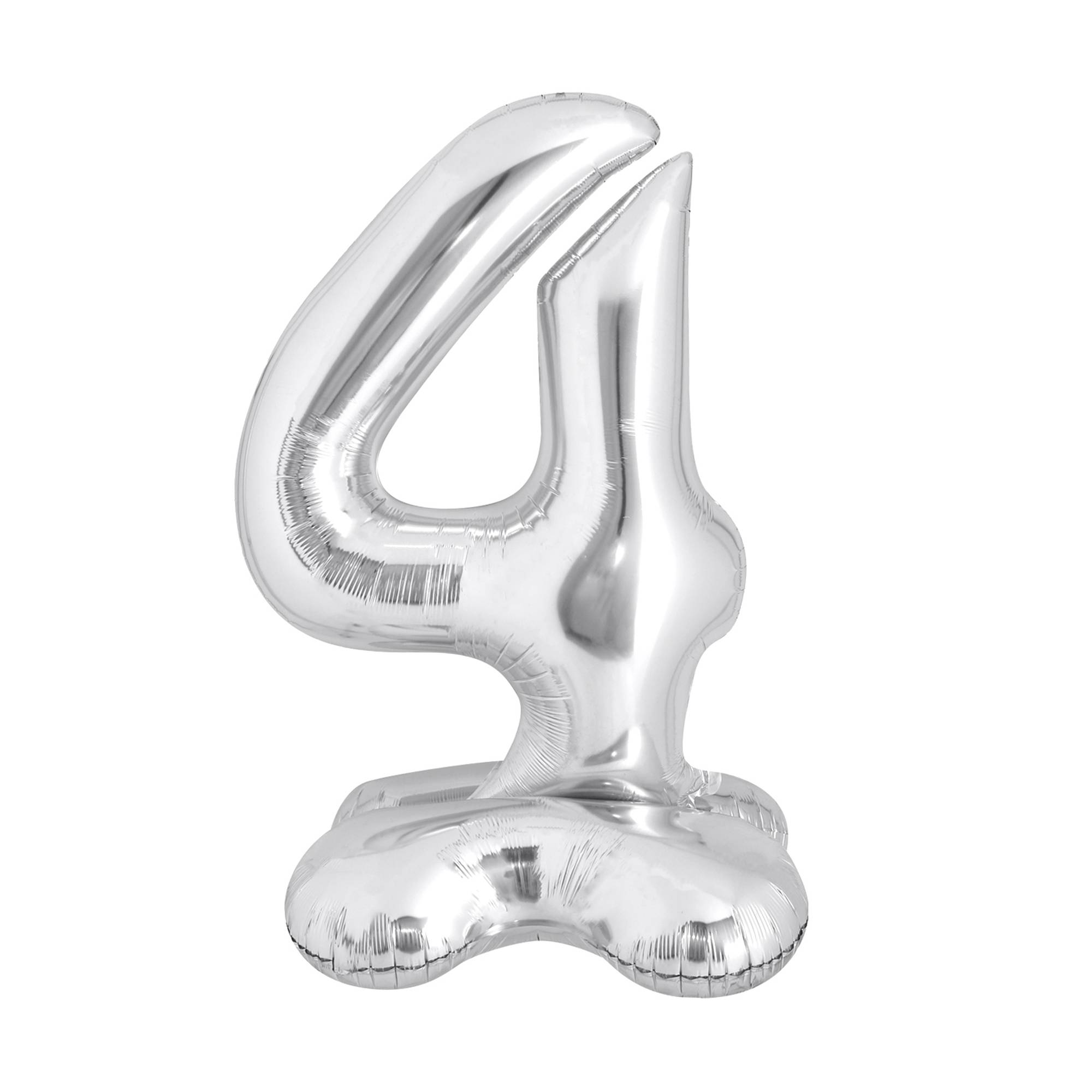 Standing Silver Number 4 Balloon 1m | Hobbycraft