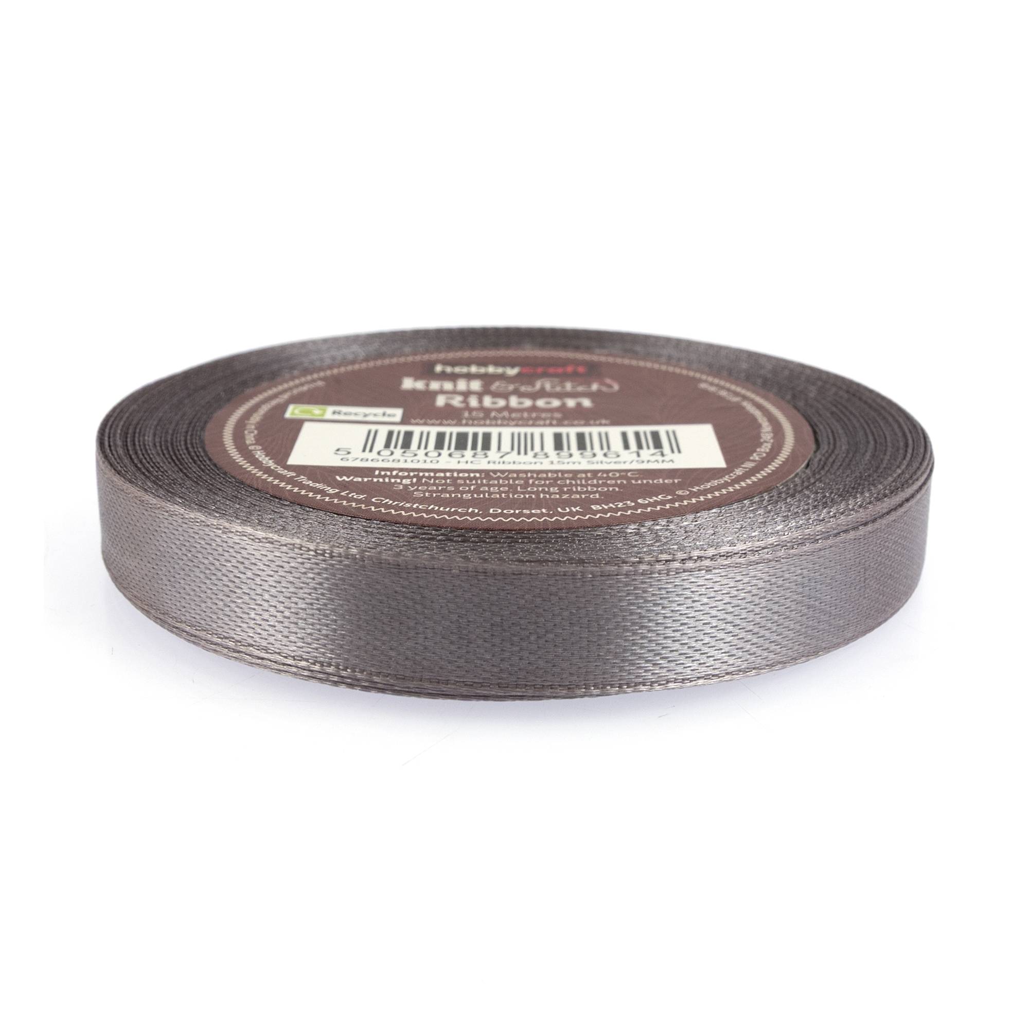 Silver Satin Ribbon 9mm x 15m | Hobbycraft