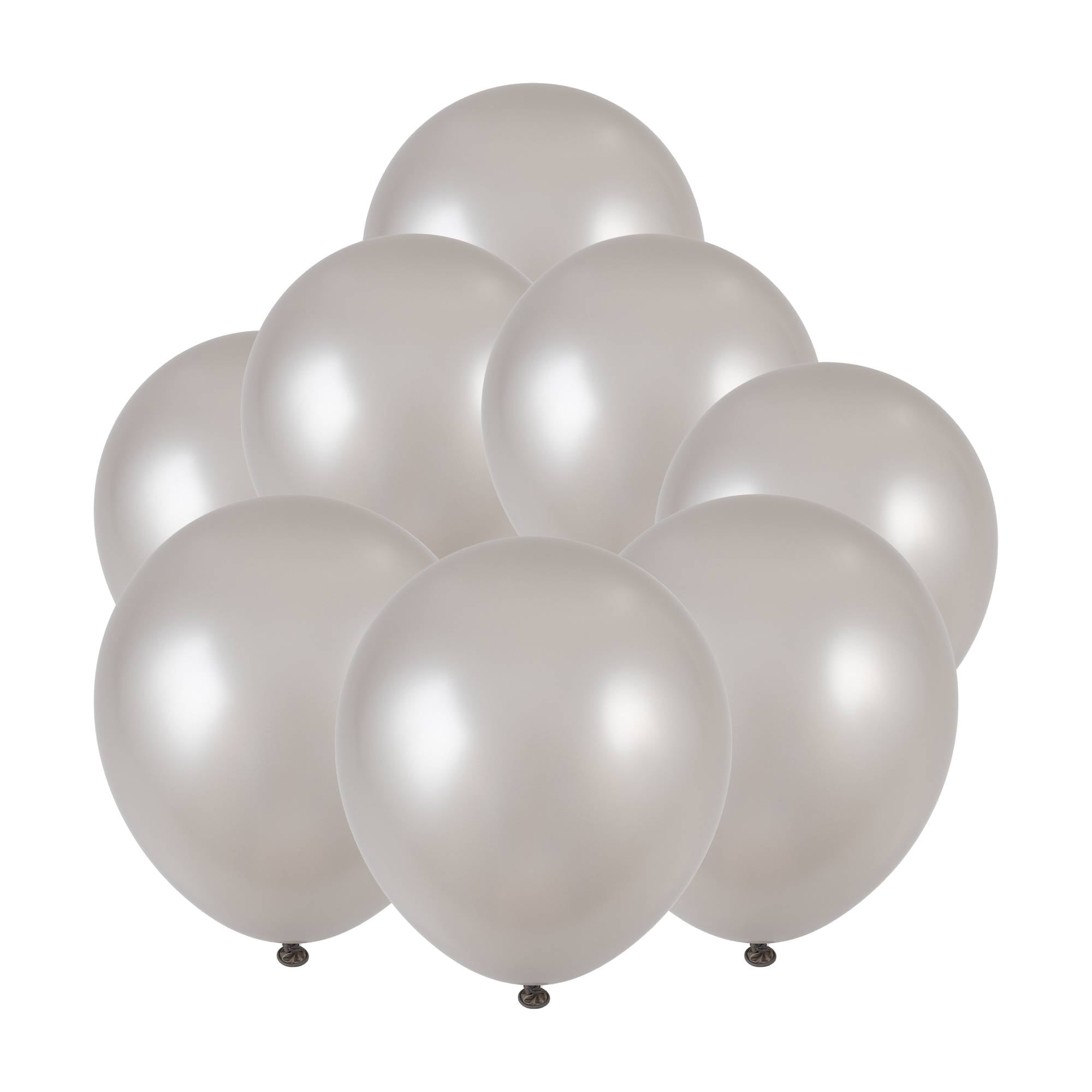 Silver Pearlised Latex Balloons 8 Pack | Hobbycraft