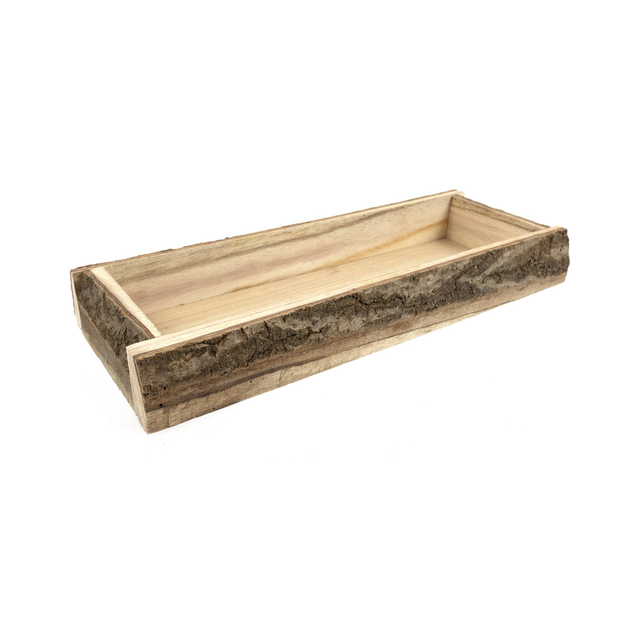 Natural Wash Bark Wooden Tray 39cm x 15cm x 5cm | Hobbycraft