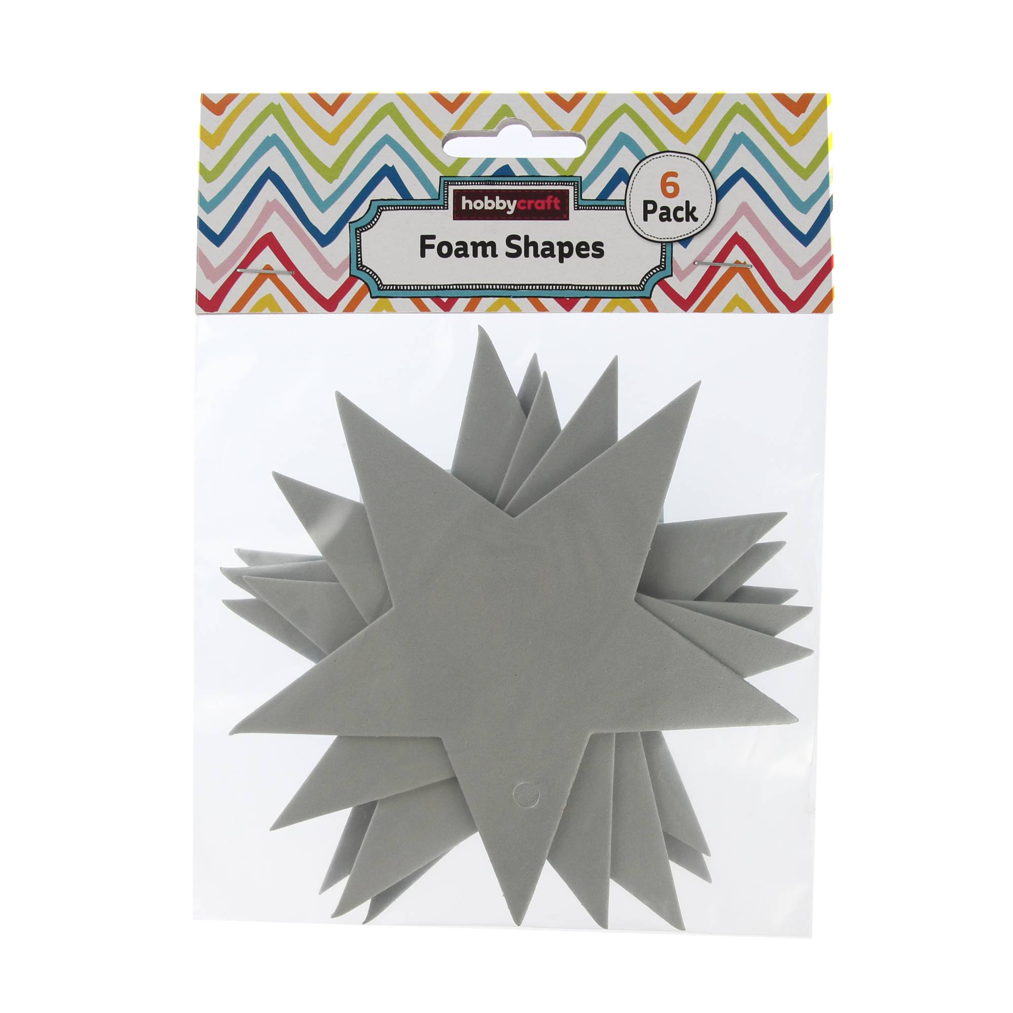 Silver Star Foam Shapes 6 Pack | Hobbycraft