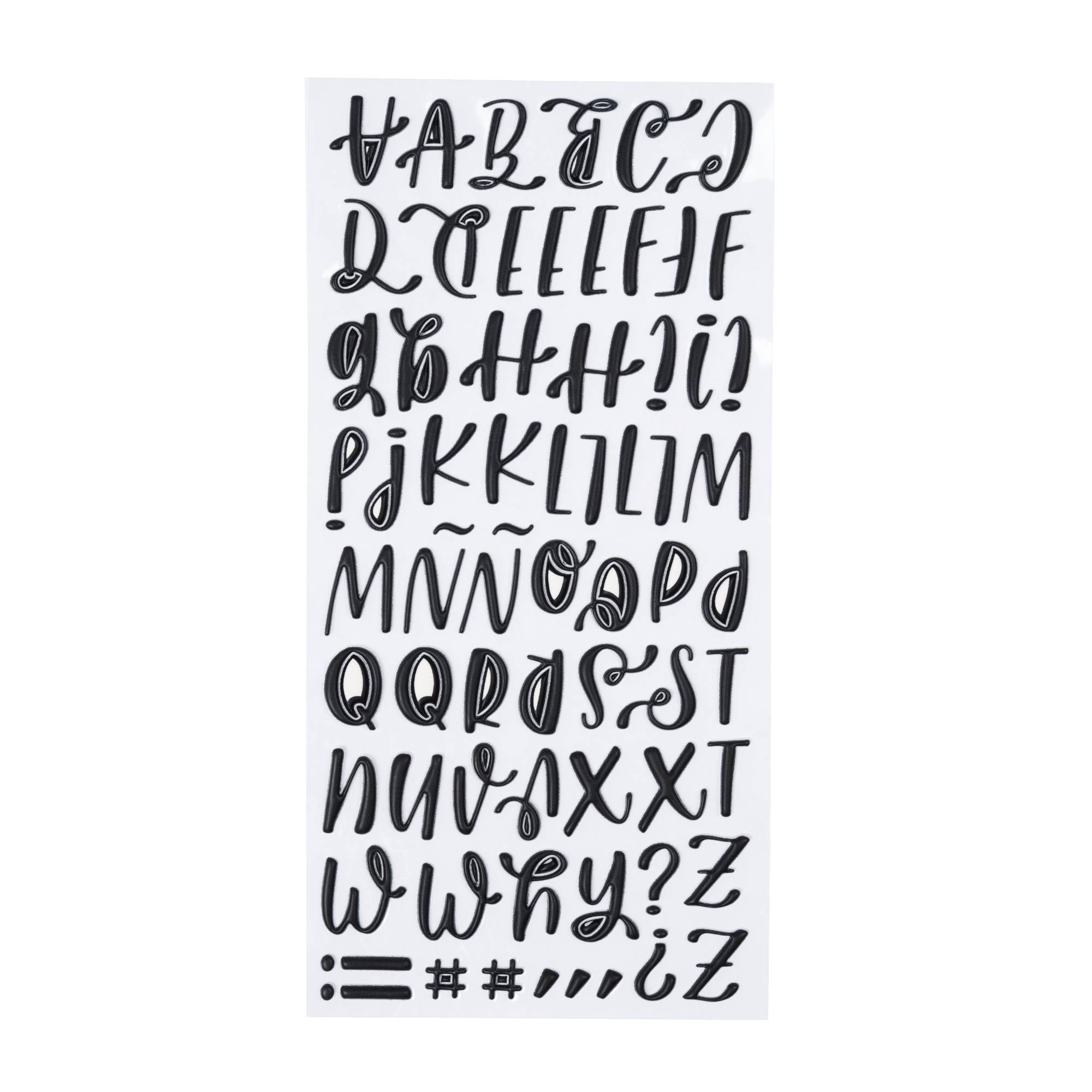 Matt Black Uppercase Puffy Script Alphabet Stickers | Hobbycraft
