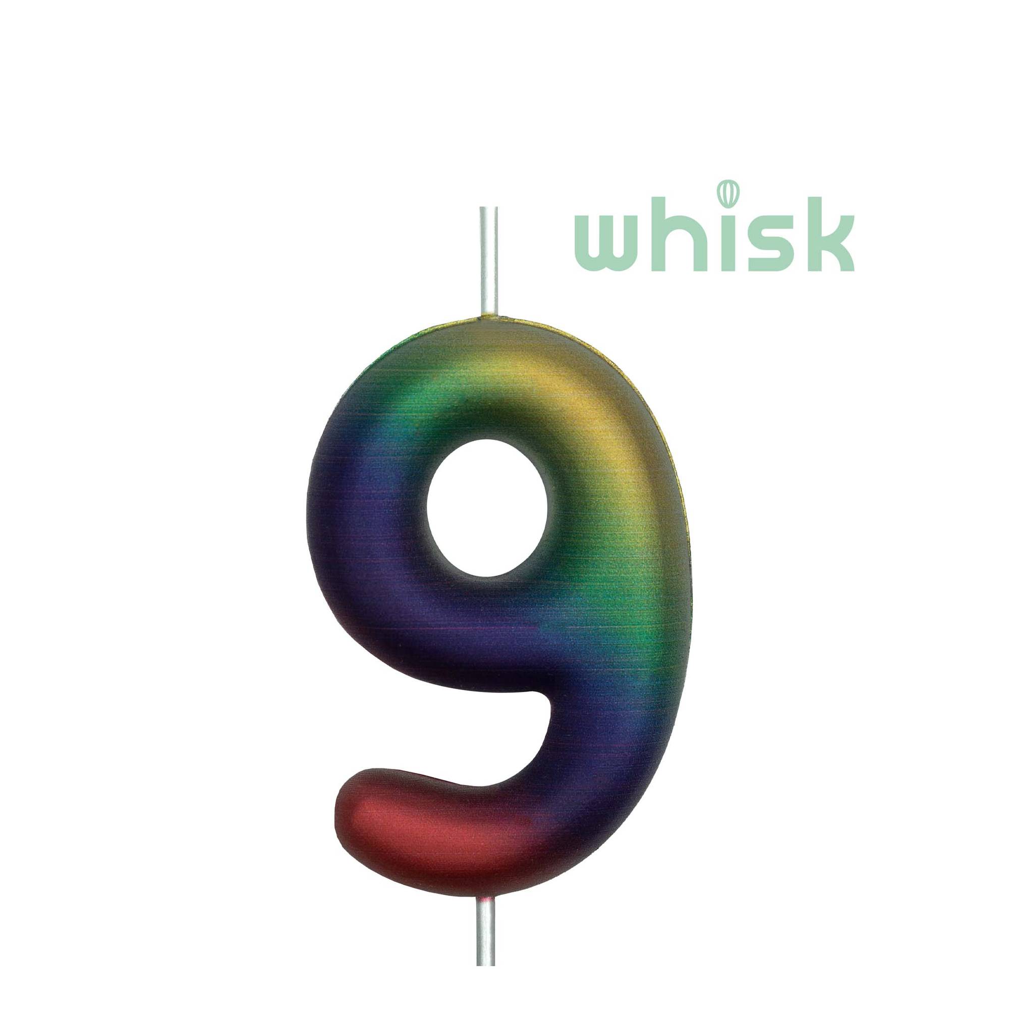 Whisk Metallic Rainbow Number 9 Candle | Hobbycraft