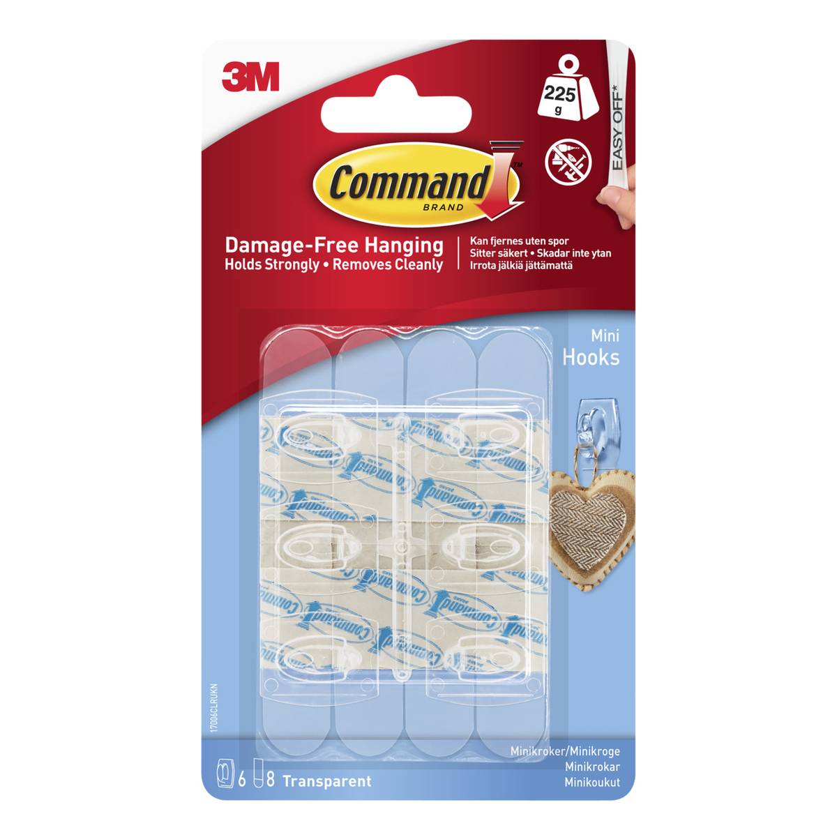 Command Mini Clear Hooks with Clear Strips 6 Pack | Hobbycraft