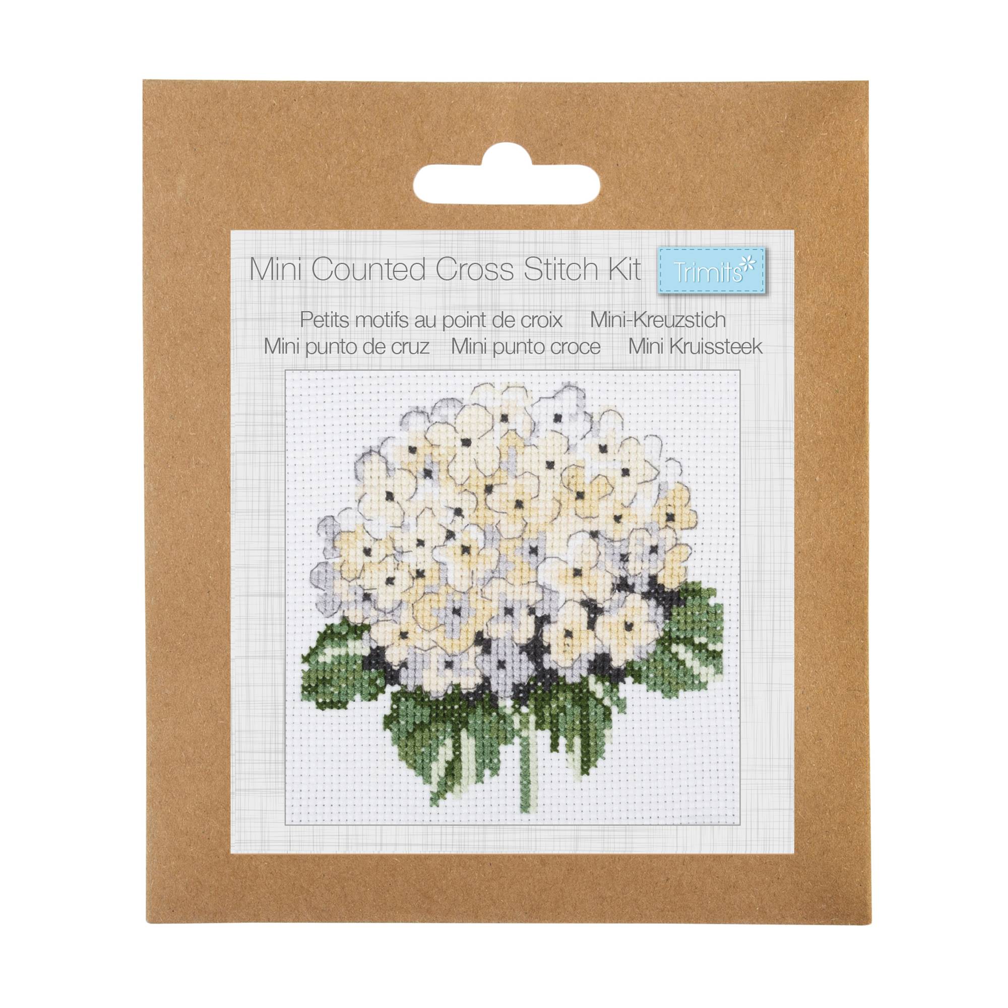 Trimits Hydrangea Counted Cross Stitch Kit 13cm x 13cm | Hobbycraft