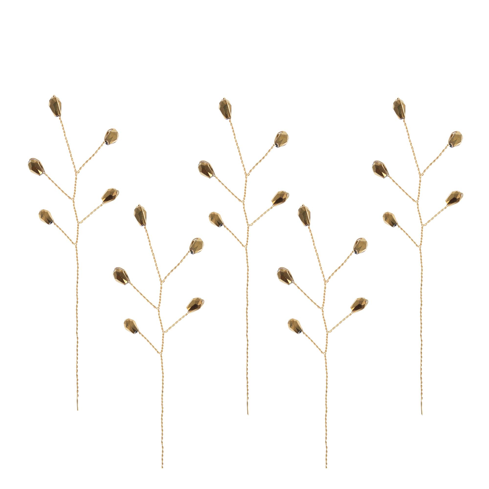 Gold Beaded Branch Wired Picks 5 Pieces | Hobbycraft