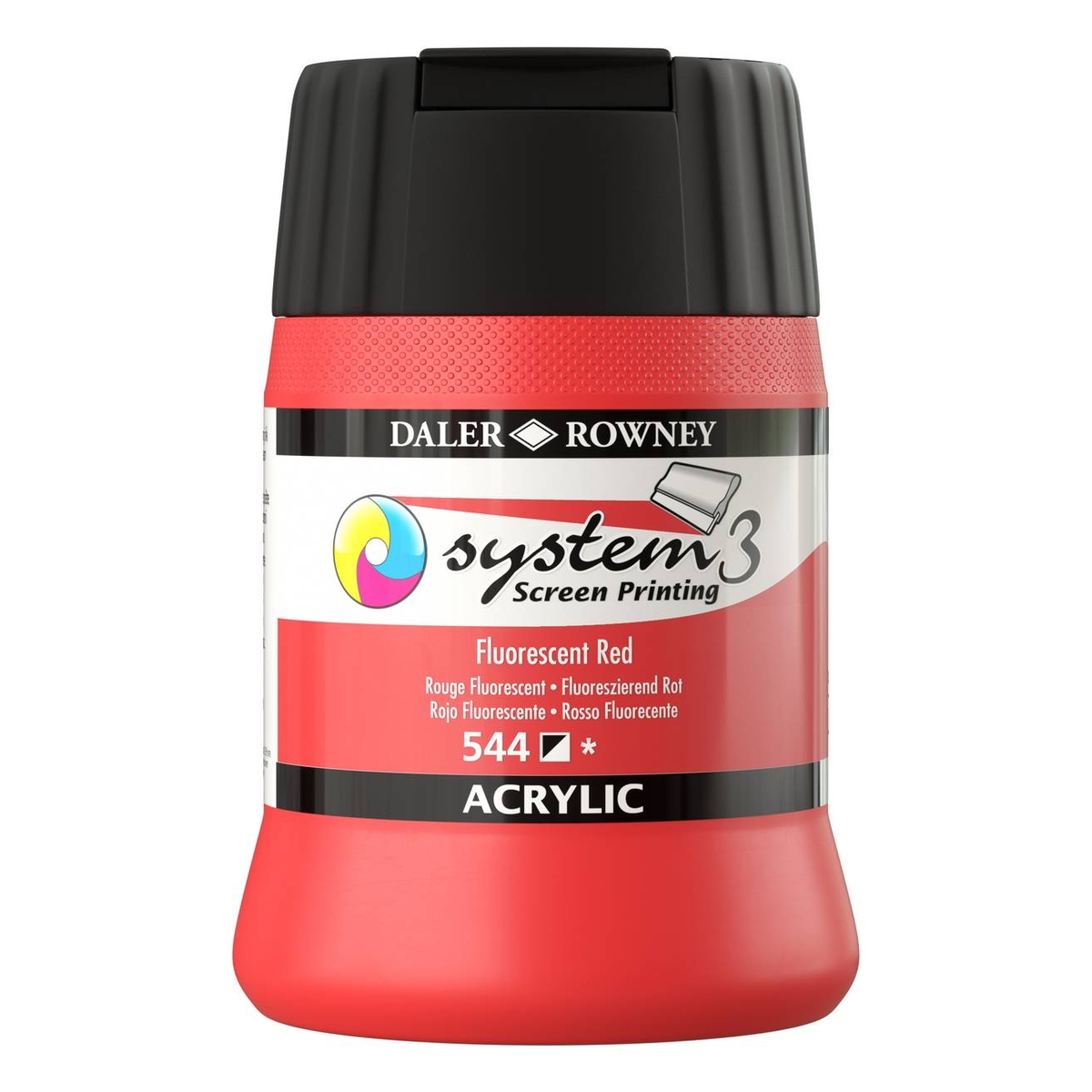 Daler-Rowney System3 Fluorescent Red Screen Printing Acrylic Ink 250ml ...