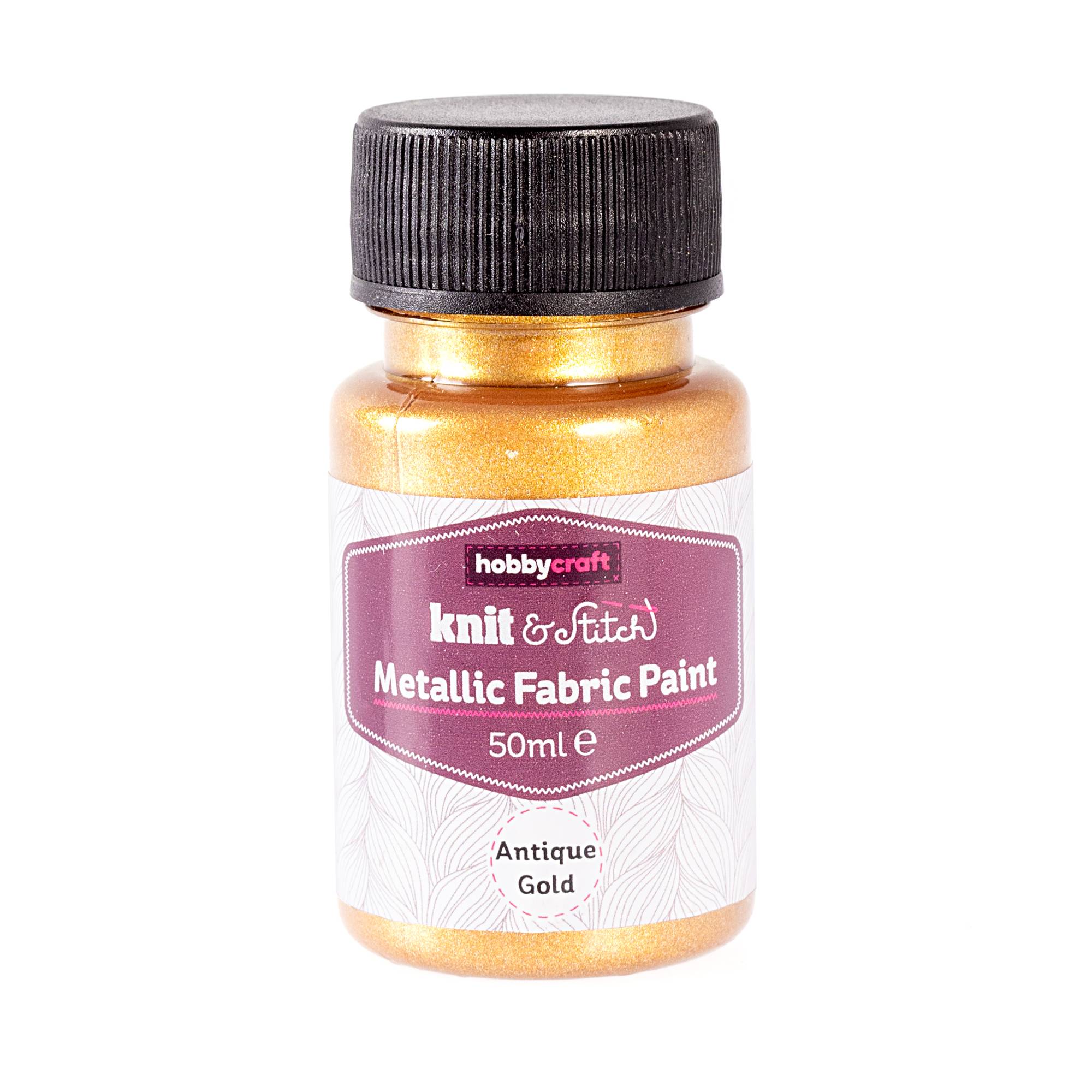 Antique Gold Metallic Fabric Paint 50ml | Hobbycraft