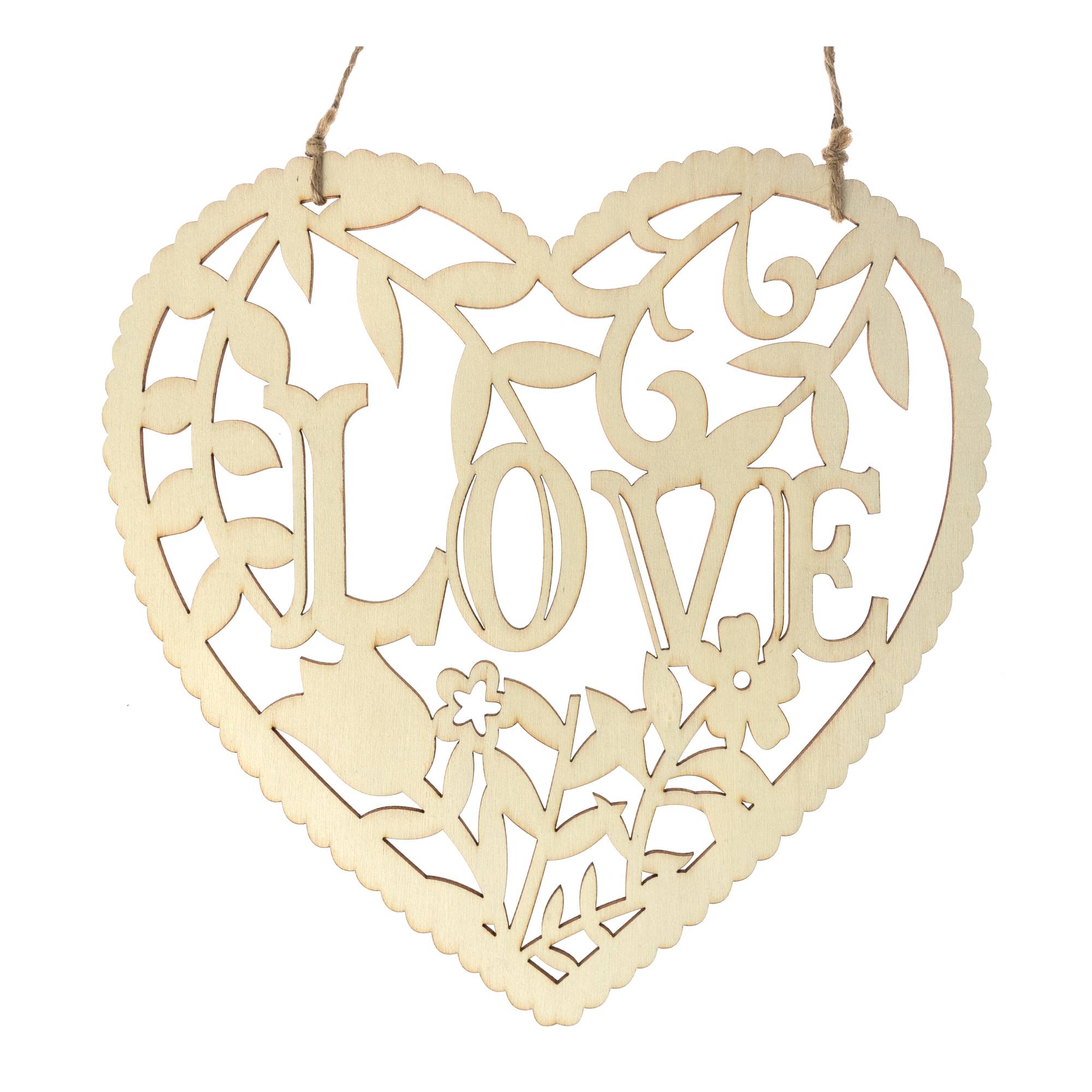 Wooden Filigree Love Heart Plaque 22cm | Hobbycraft