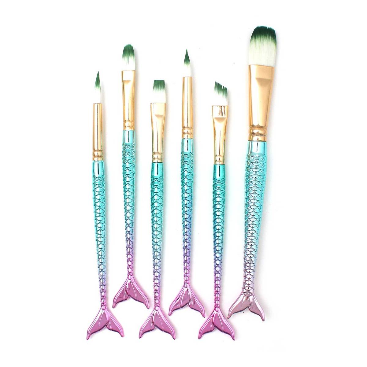 Taklon Mermaid Handle Brushes 6 Pack | Hobbycraft