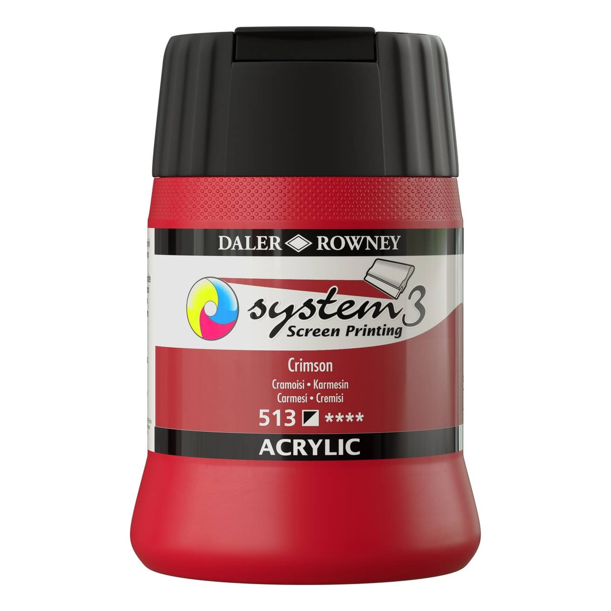 Daler-Rowney System3 Crimson Screen Printing Acrylic Ink 250ml | Hobbycraft