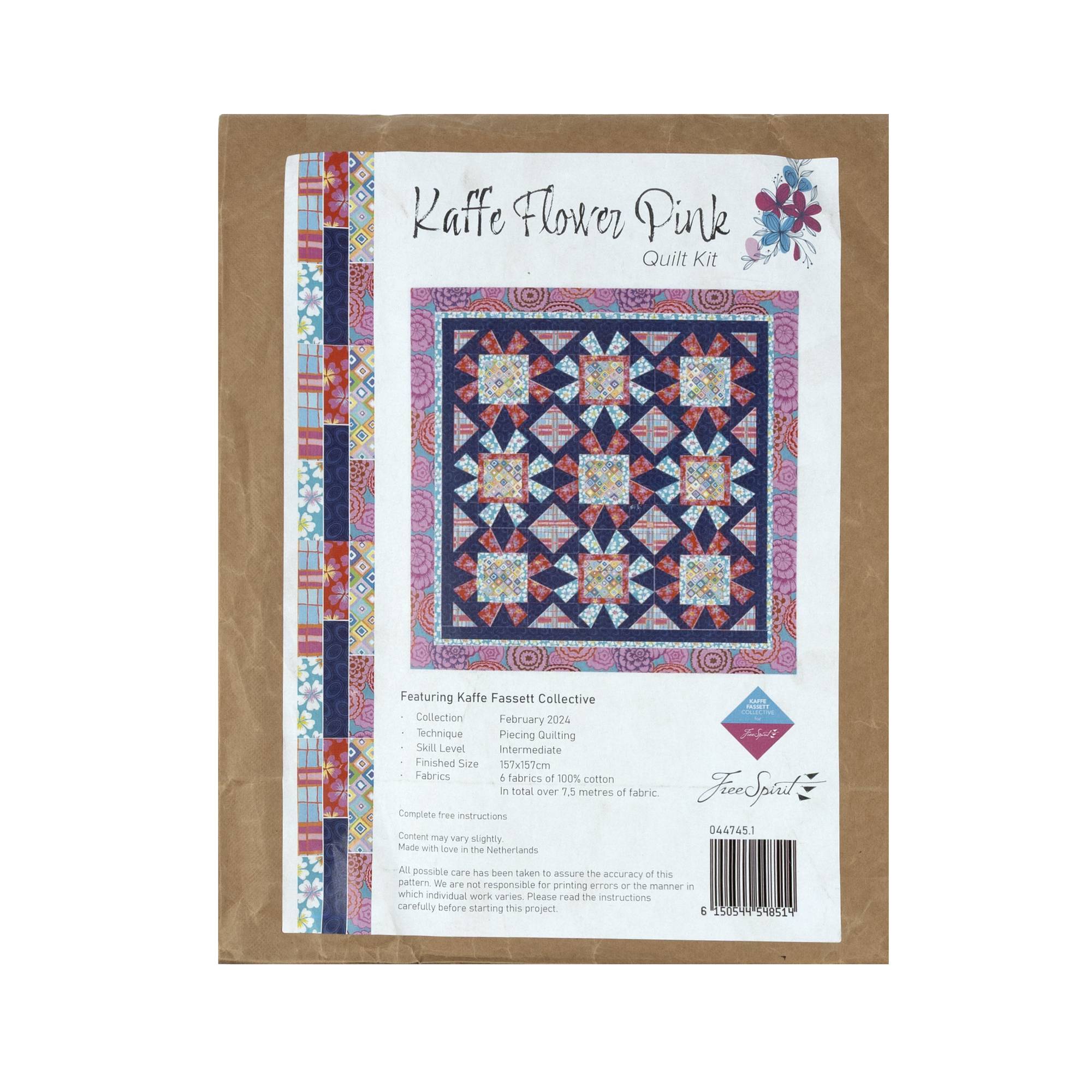 Kaffe Fassett Kaffe Flower Pink Large Quilt Kit | Hobbycraft