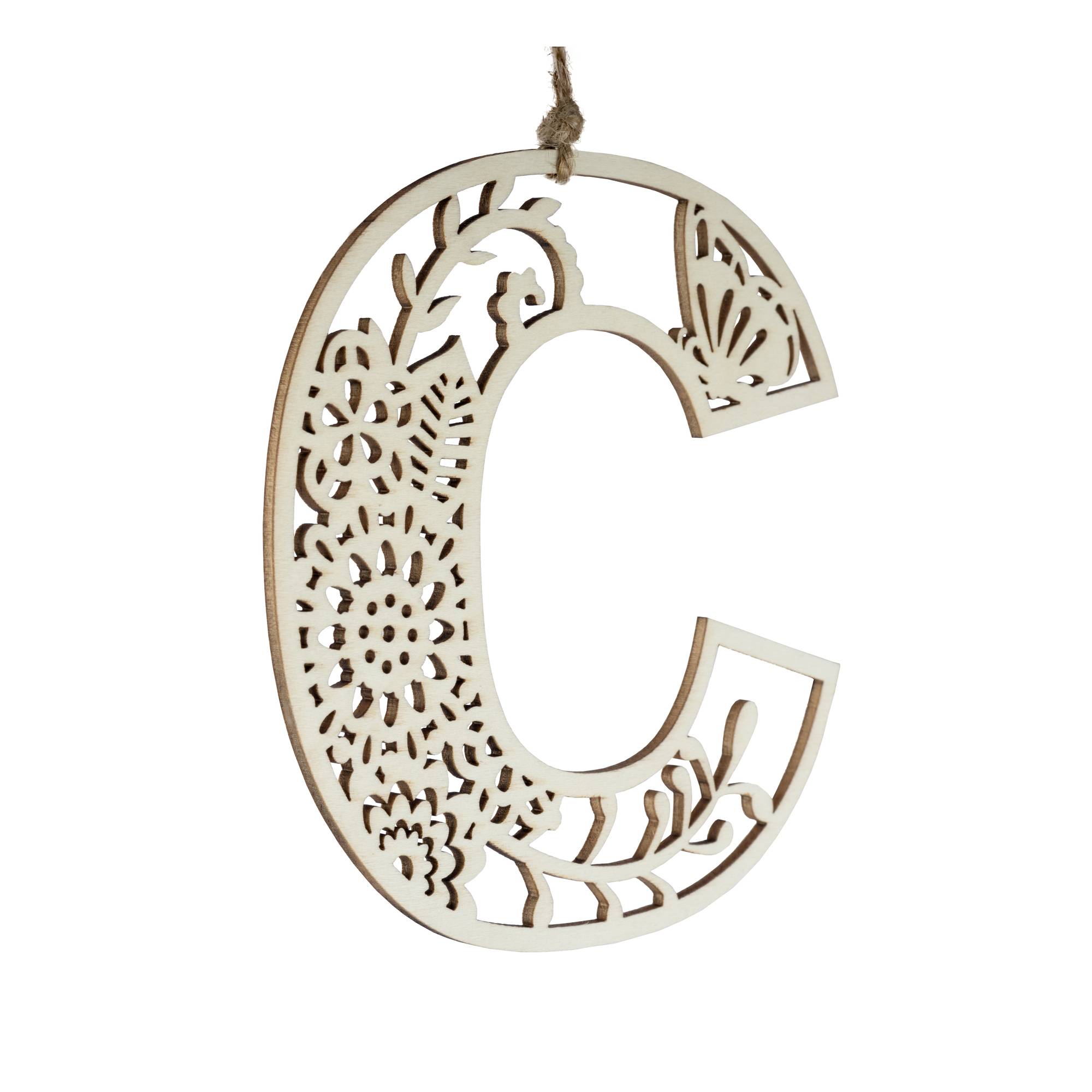 Wooden Filigree Hanging Letter C 12cm | Hobbycraft