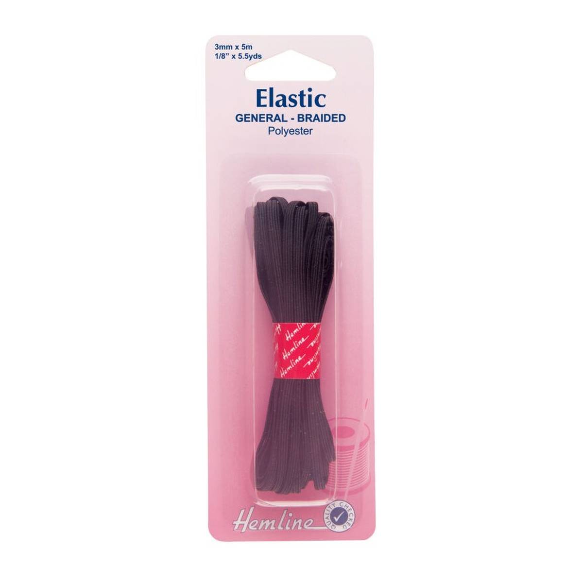 Hemline Black Elastic 3mm x 5m | Hobbycraft